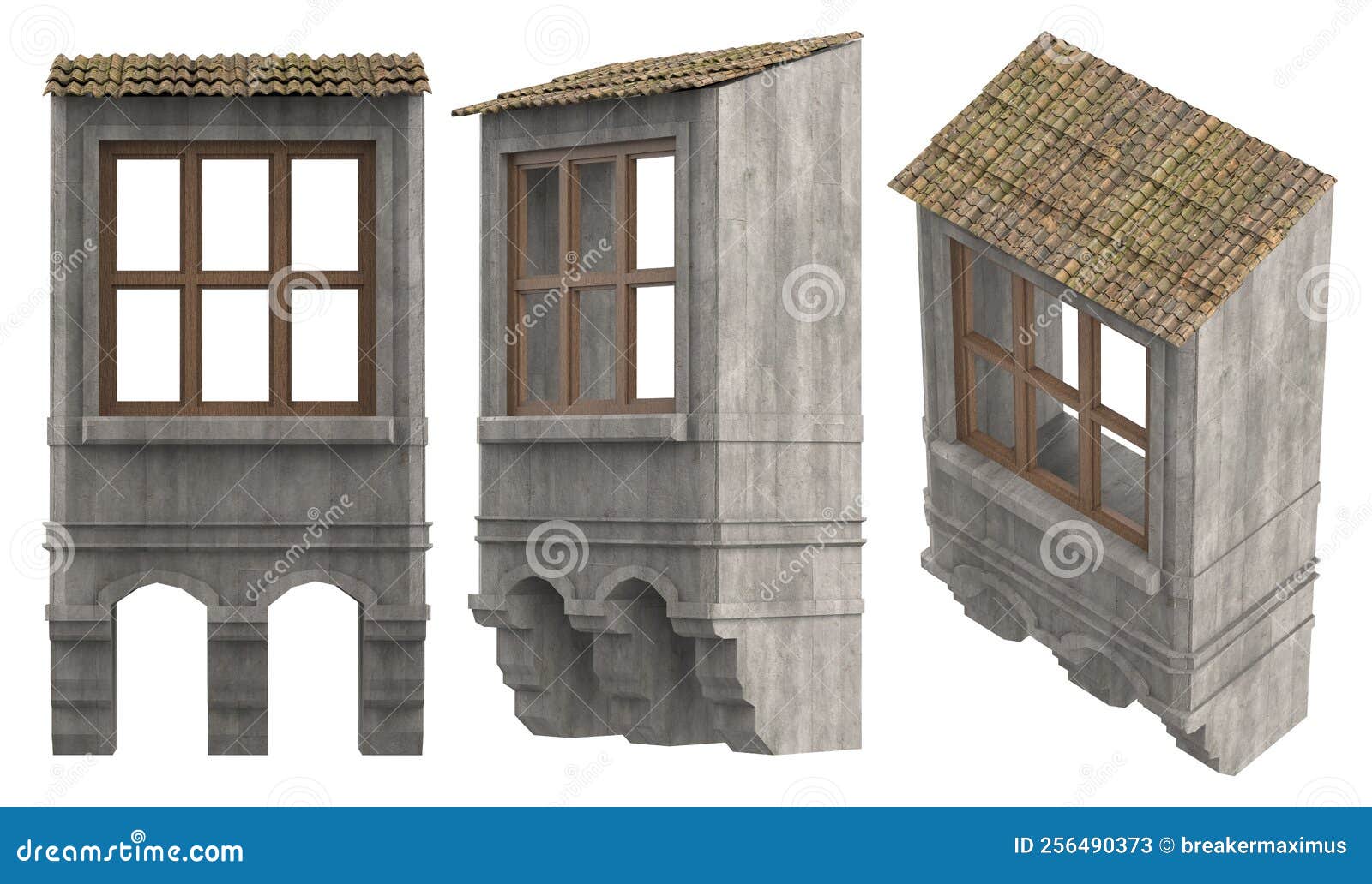 Isolated 3d Render Illustration of Medieval Castle Balcony Stock ...