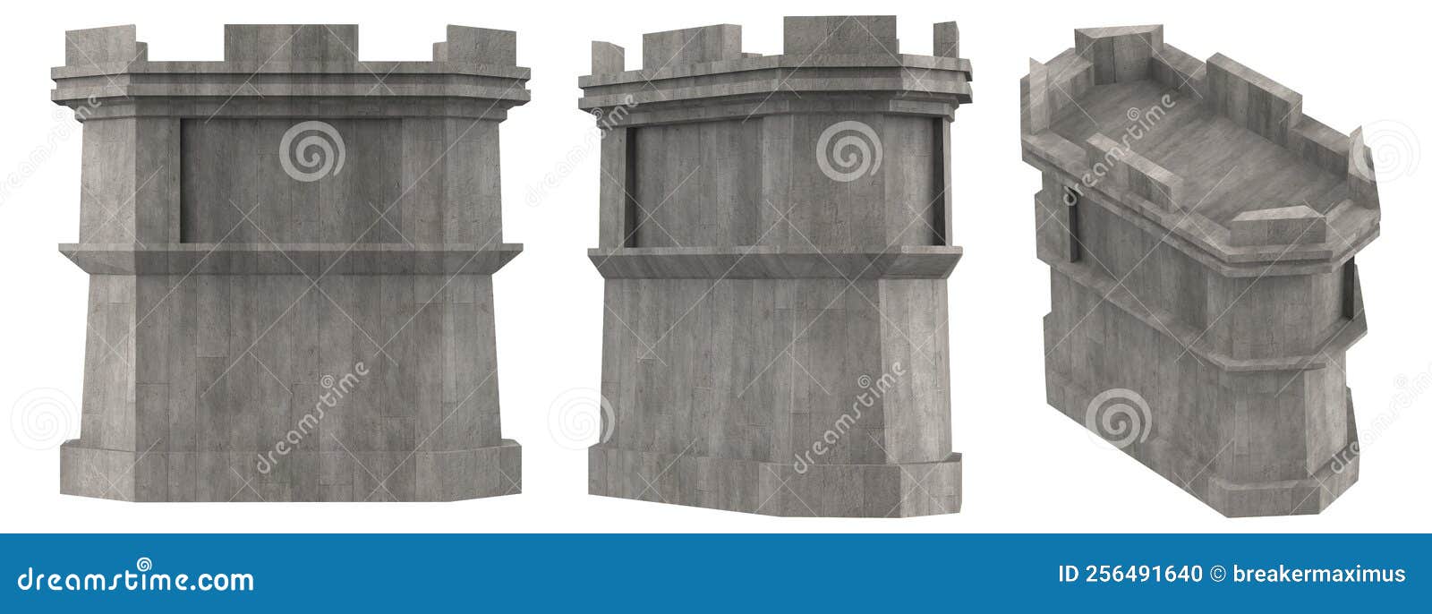 Isolated 3d Render Illustration of Medieval Castle Wall Tower Stock ...
