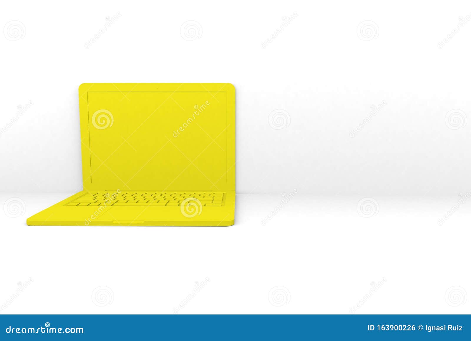 Isolated 3D Render Laptop Computer. Yellow Color ,white Background ...