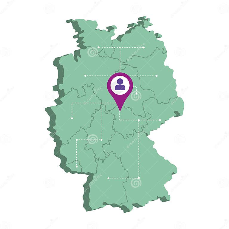 Isolated 3d Render Map of Germany with a Map Pin Vector Stock Vector ...