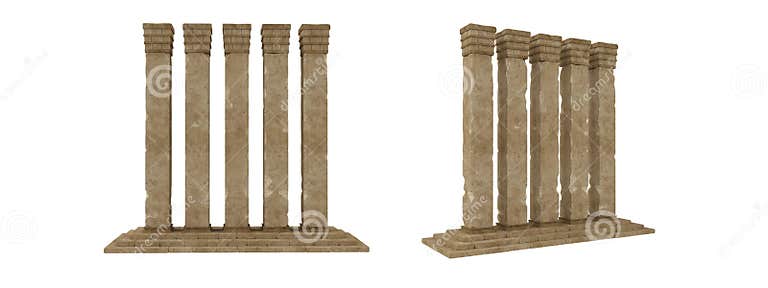 Isolated 3D Rendered Illustration of a Row of Ancient Egyptian Stone ...