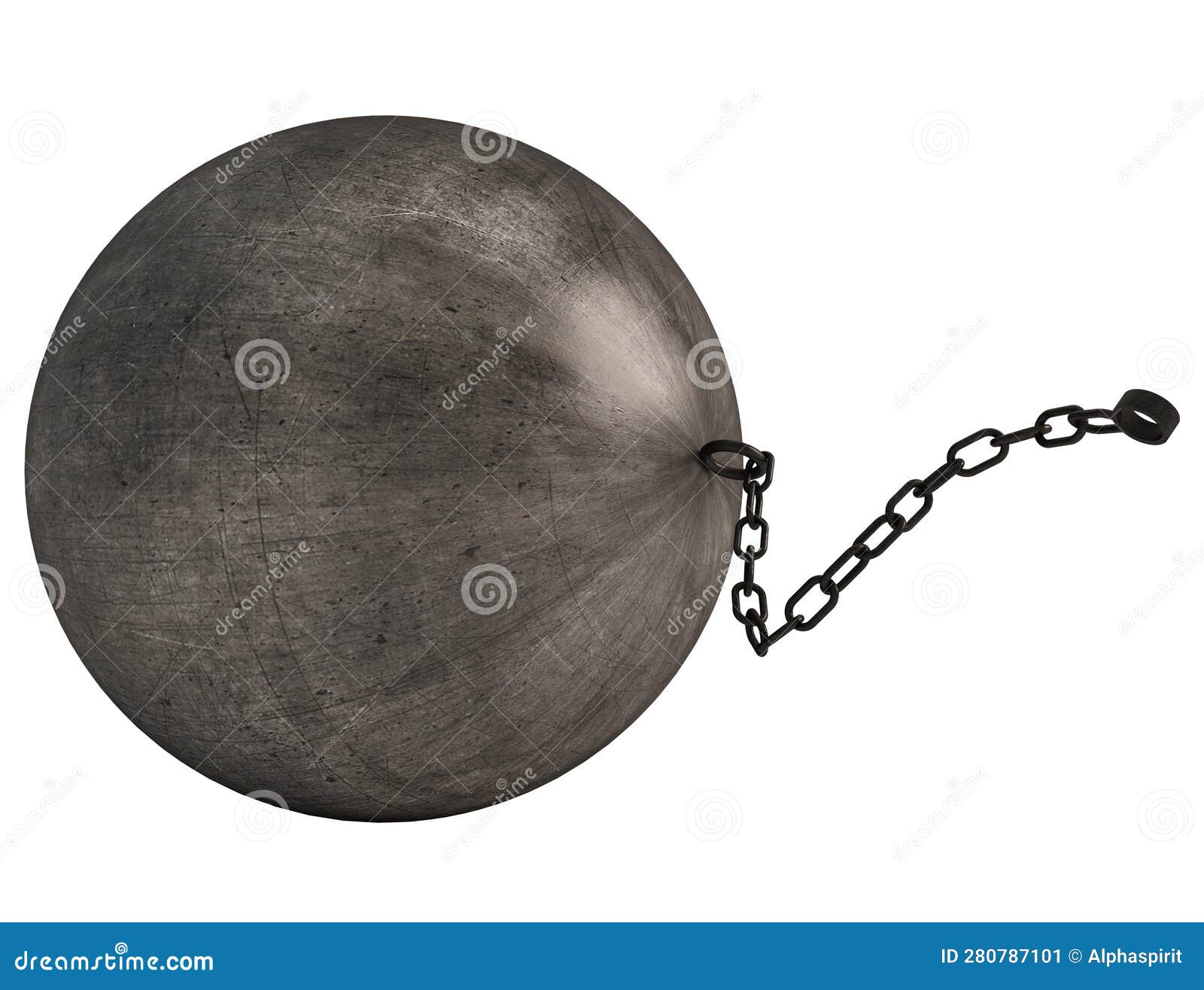 Isolated 3d Rendering of a Big Ball and Chain Stock Illustration ...