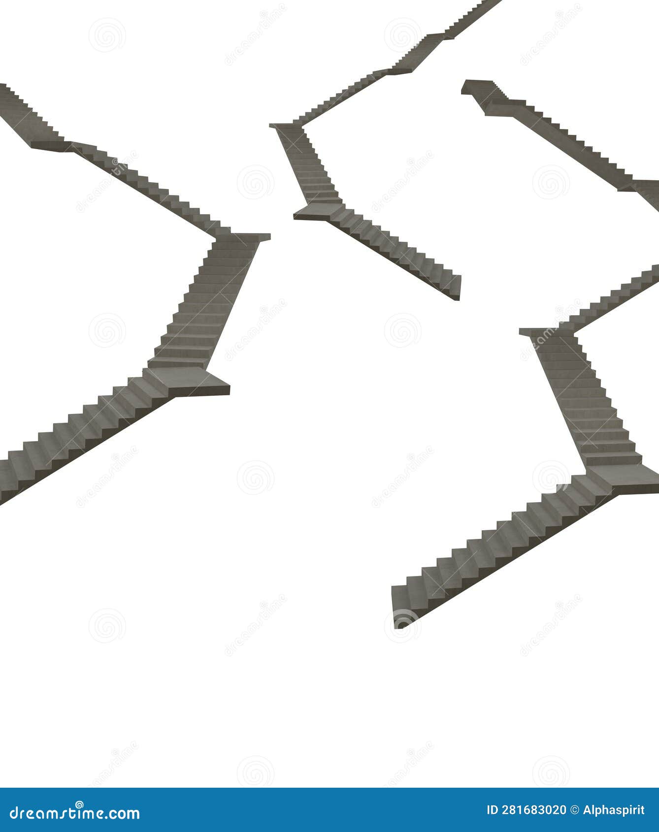Isolated 3d Rendering of a High Staircase Stock Illustration ...