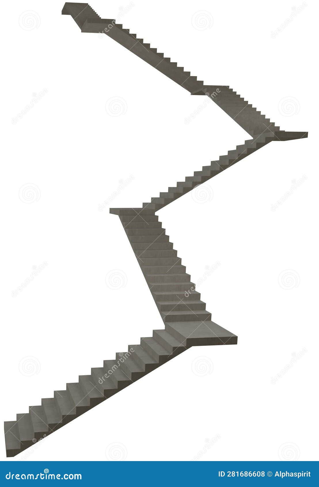 Isolated 3d Rendering of a High Staircase Stock Illustration ...
