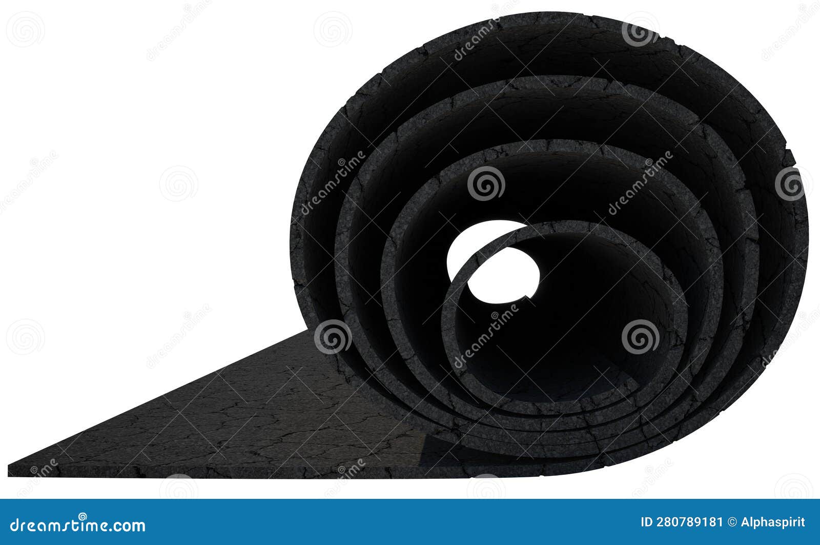 Isolated 3D Rendering of a Road Rolled Up Stock Illustration ...