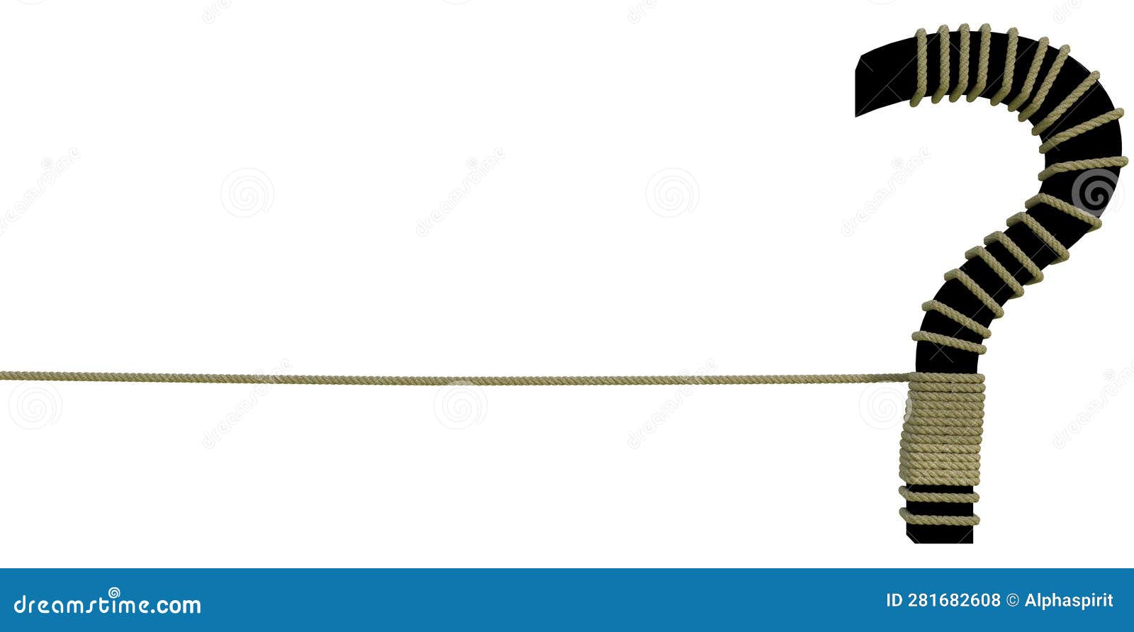 Isolated 3d Rendering of a Rope with Question Mark Stock Illustration ...