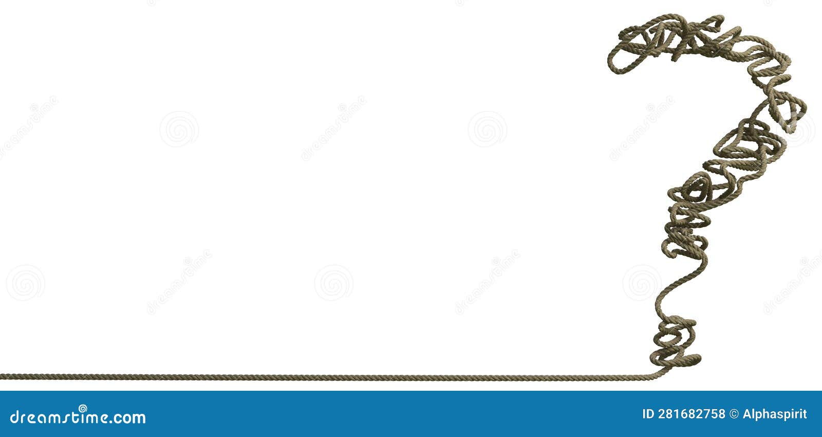 Isolated 3d Rendering of a Rope with Question Mark Stock Illustration ...