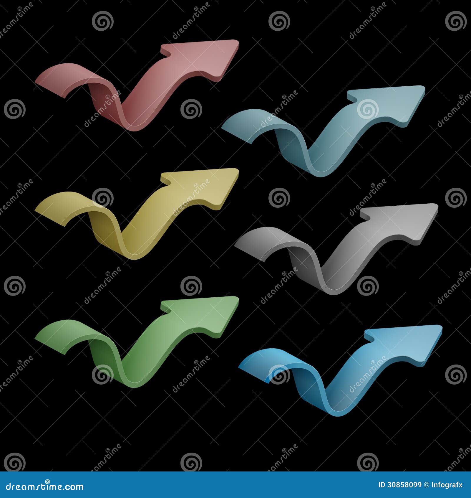 Isolated 3D wave arrows stock vector. Illustration of direction - 30858099