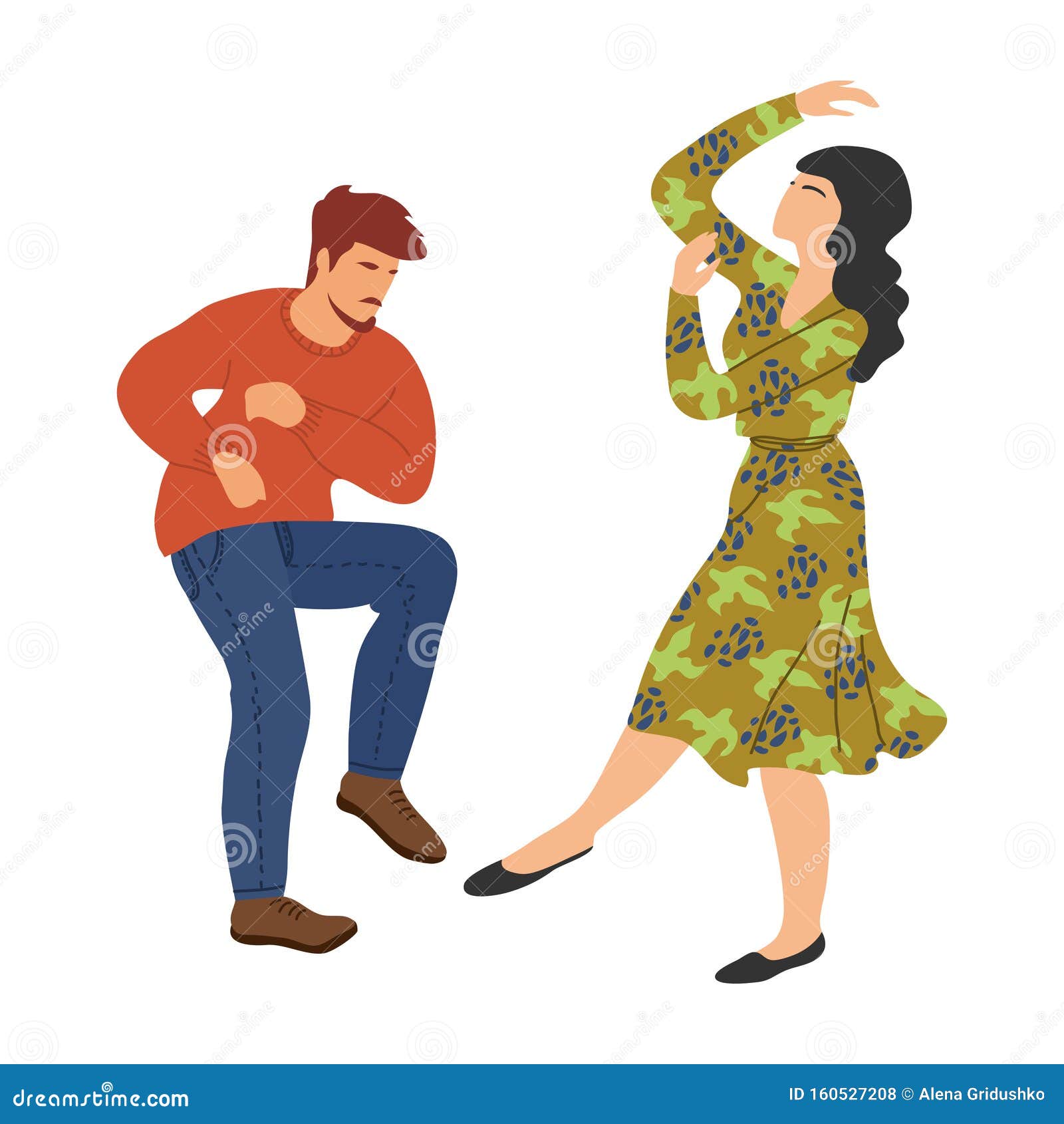 Isolated Dancing Couple. People In The Dance. Cute Vector Hand Draw ...