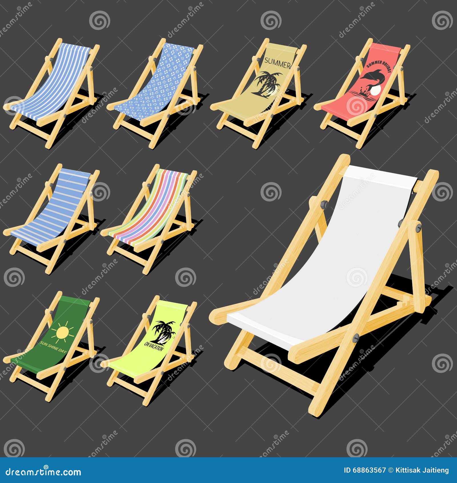 Isolated deck chair stock vector. Illustration of beach - 68863567