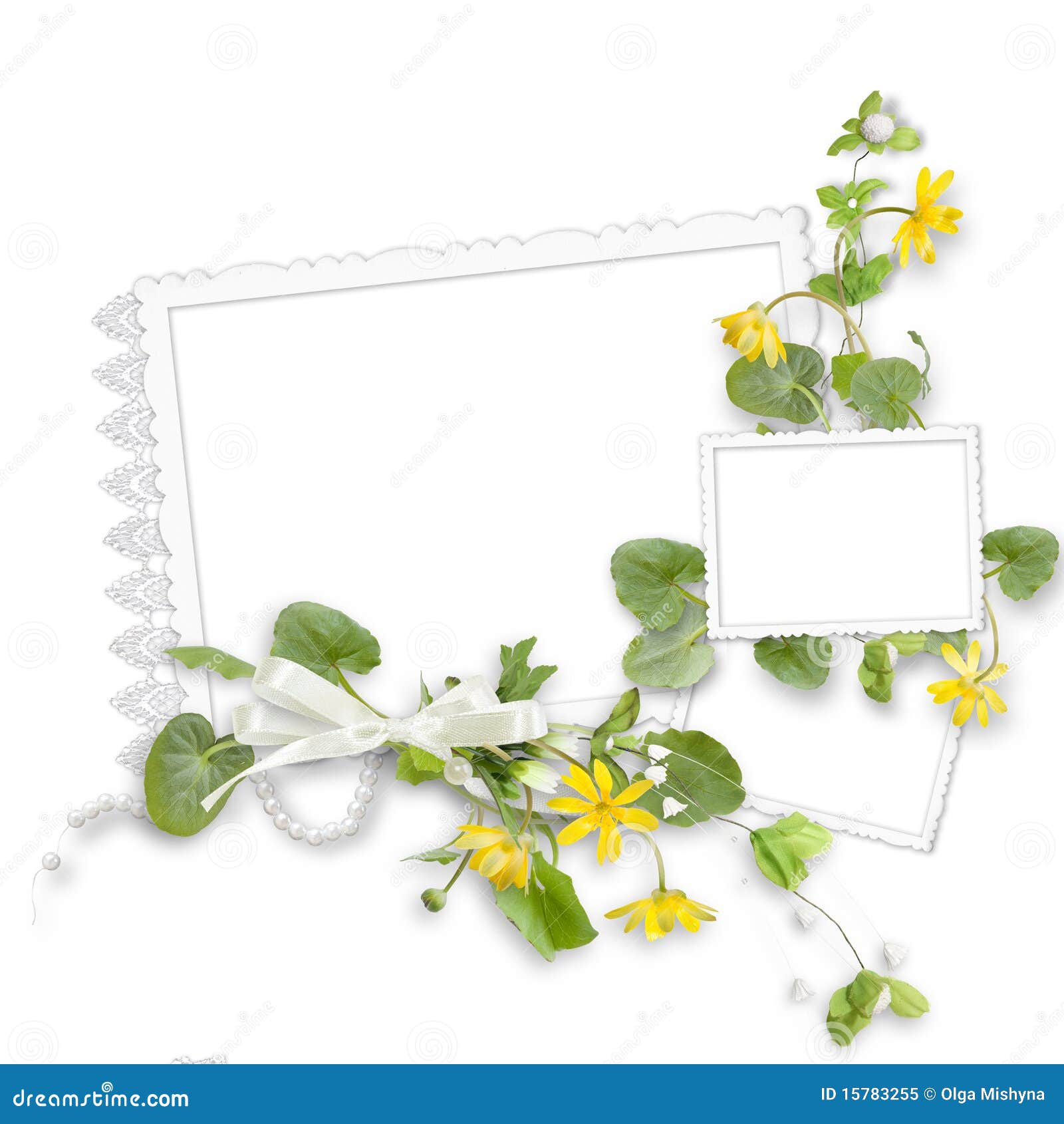Isolated Delicate Frame for Three Photos Stock Image - Image of verna ...
