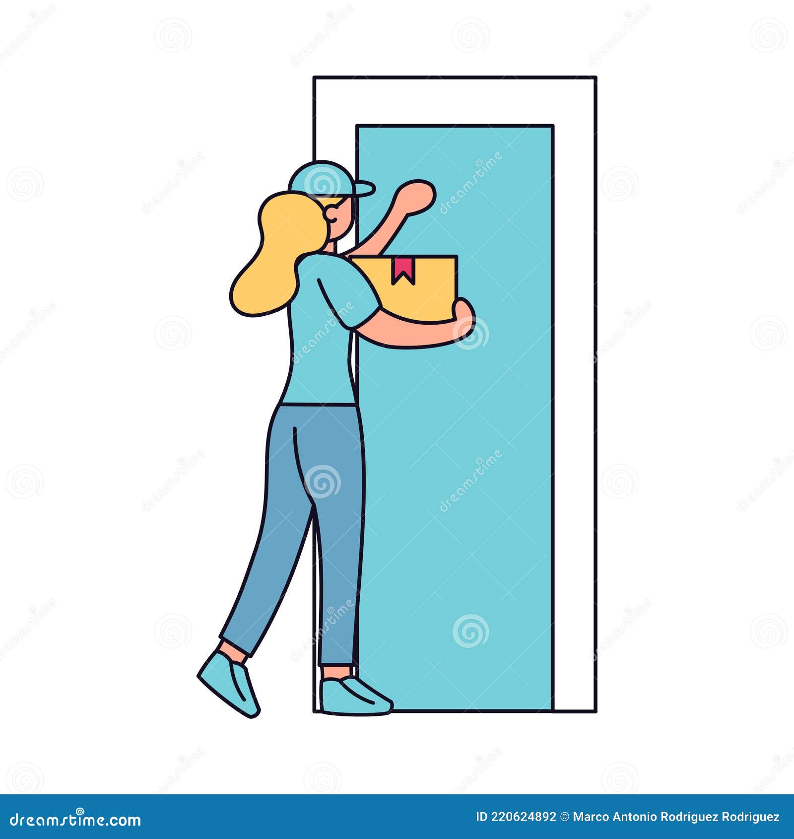 Man Knocking A Door Vector Icon On White Background. Flat Vector Man ...