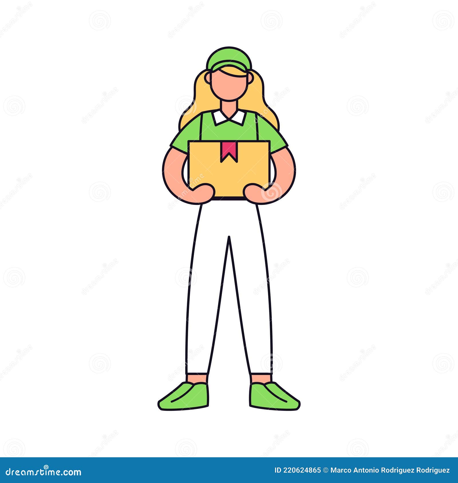 Isolated Delivery Girl with a Package Stock Vector - Illustration of ...