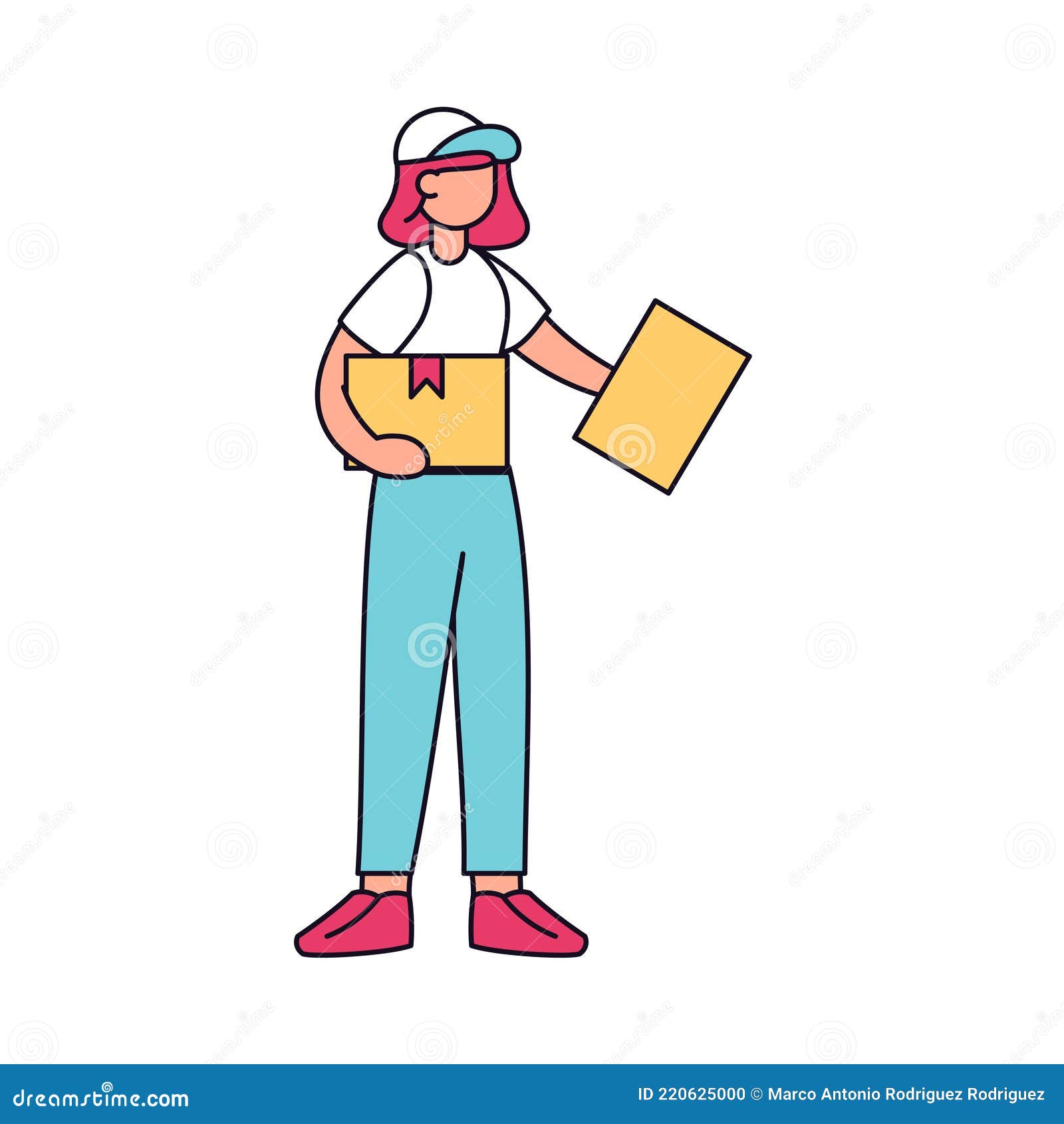 Isolated Delivery Girl with a Package Stock Vector - Illustration of ...