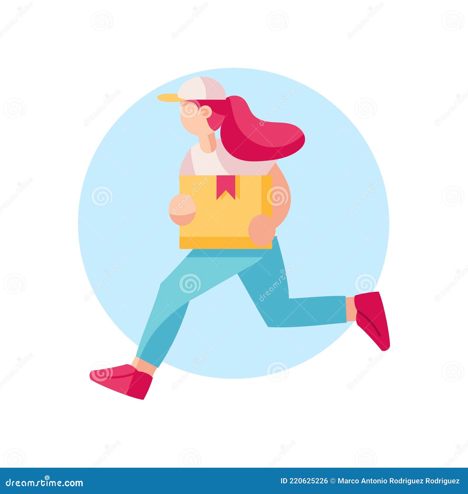 Isolated Delivery Girl with a Package Stock Vector - Illustration of ...