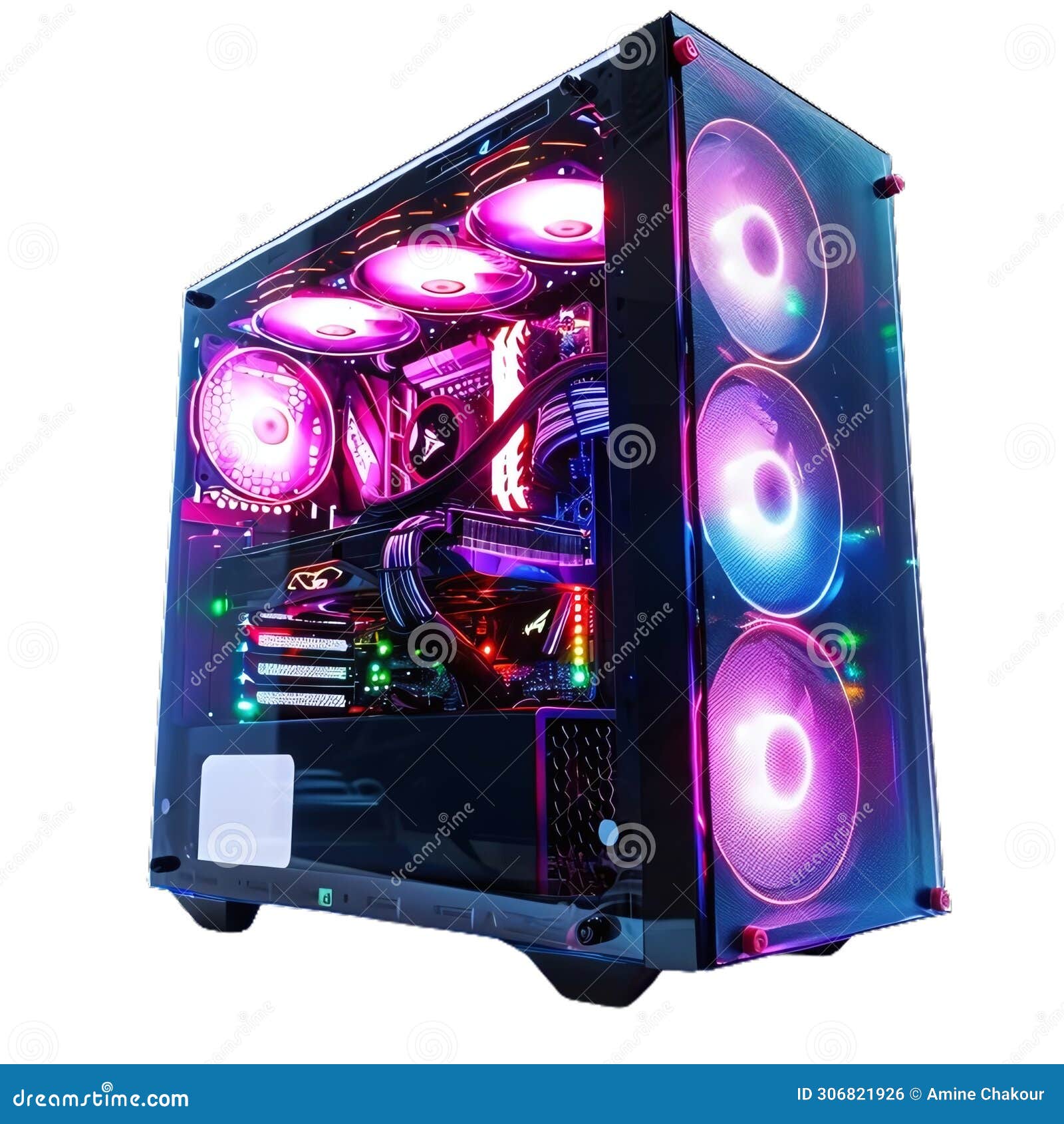 Desktop Computer Middle Size Tower with LED RGB Light on White ...