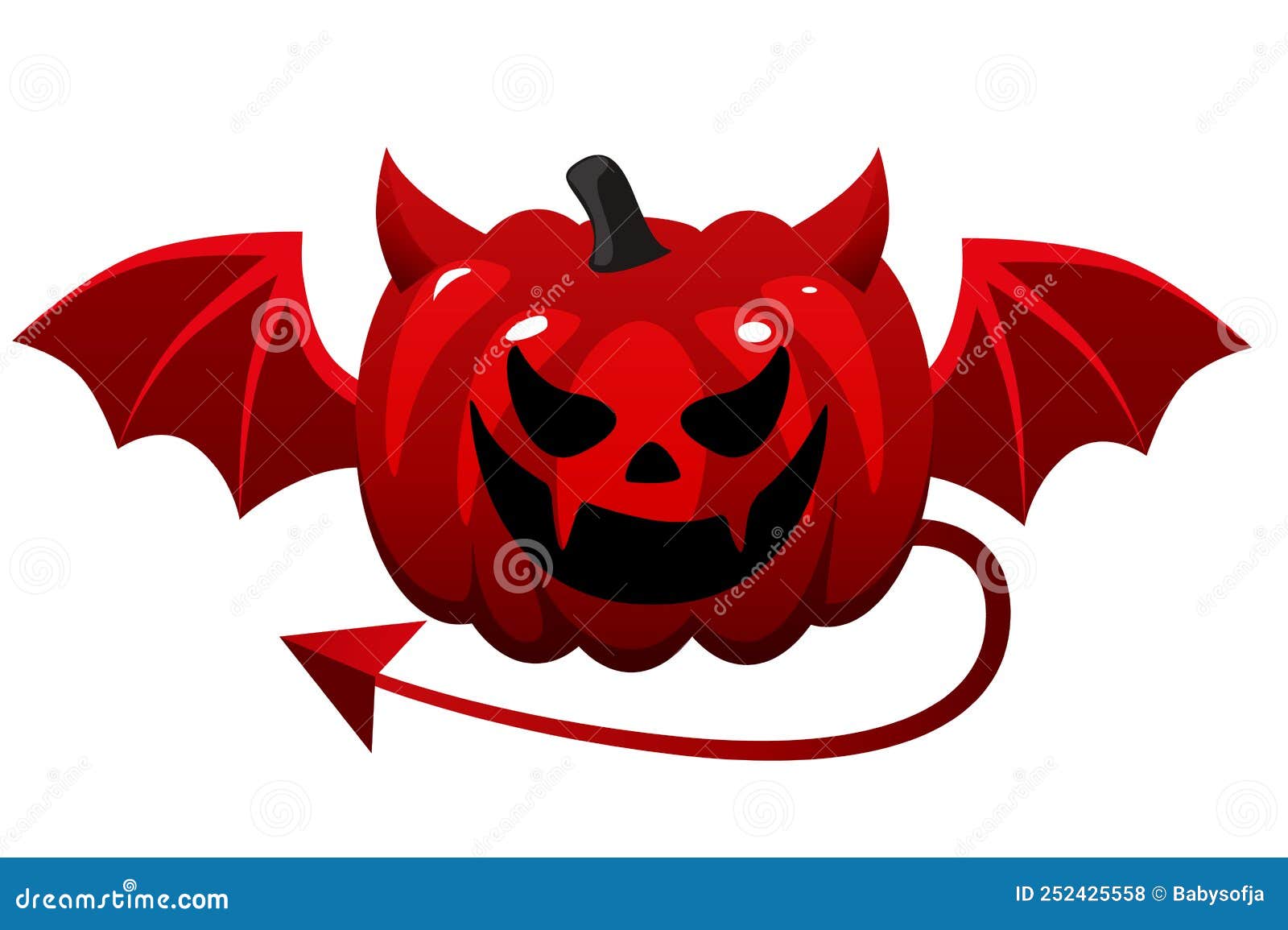 Isolated Devil Halloween Pumpkin with Wings Stock Vector - Illustration ...