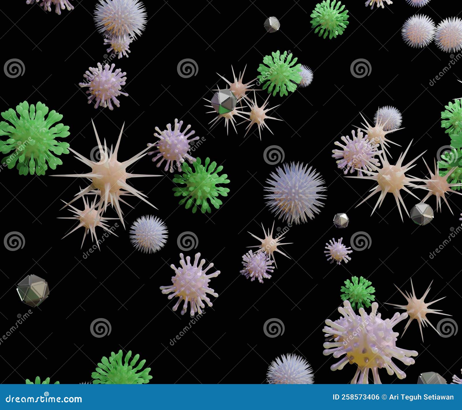 Isolated Different Kind of Viruses in the Black Background Stock ...