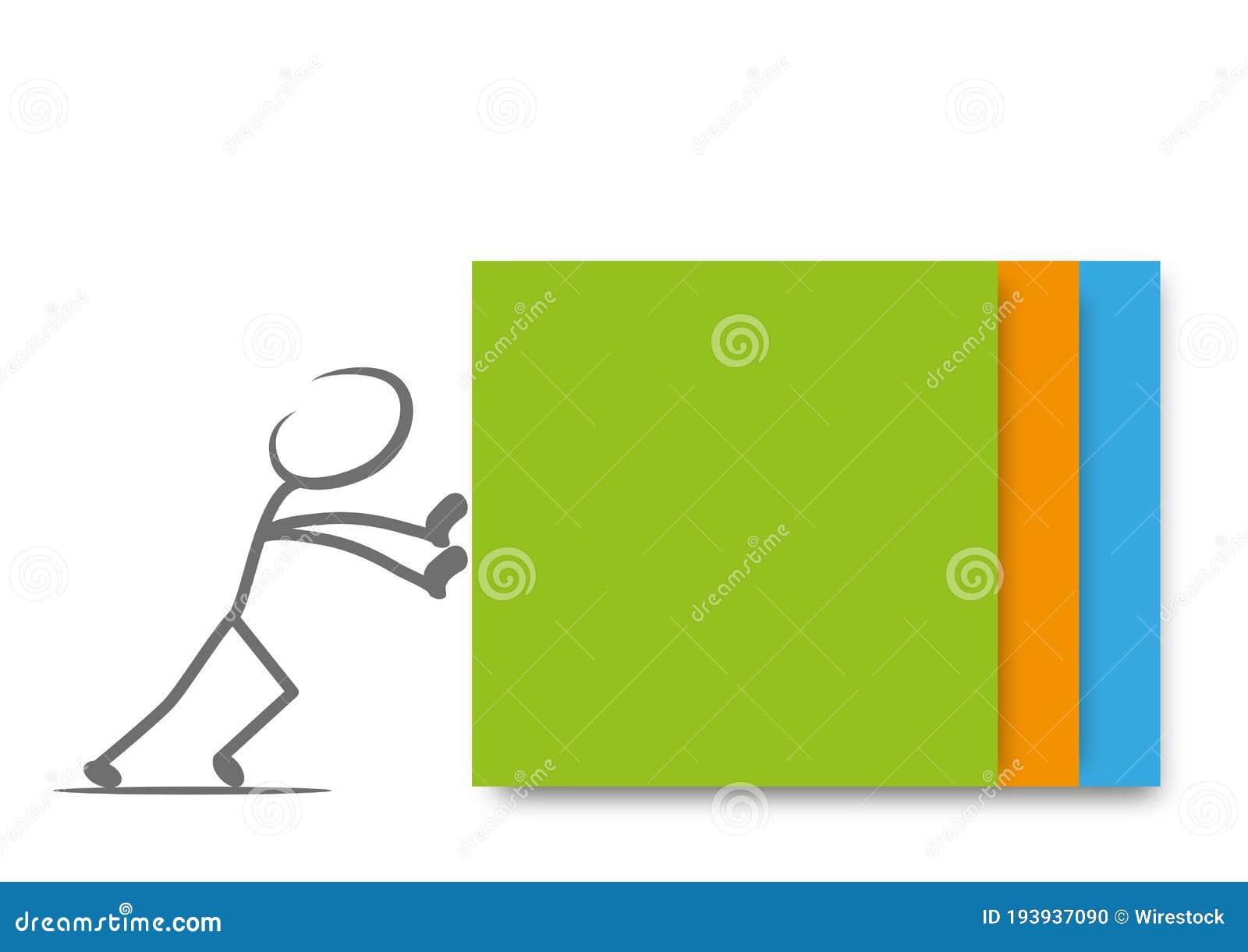 Isolated Digital Illustration of a Stick Figure Pushing Colorful Blocks ...
