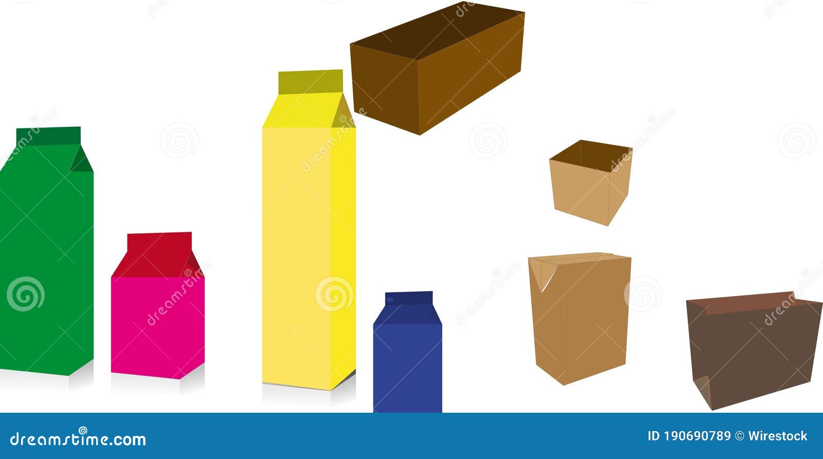 Isolated Digital Illustration of Various Colorful Boxes Stock ...
