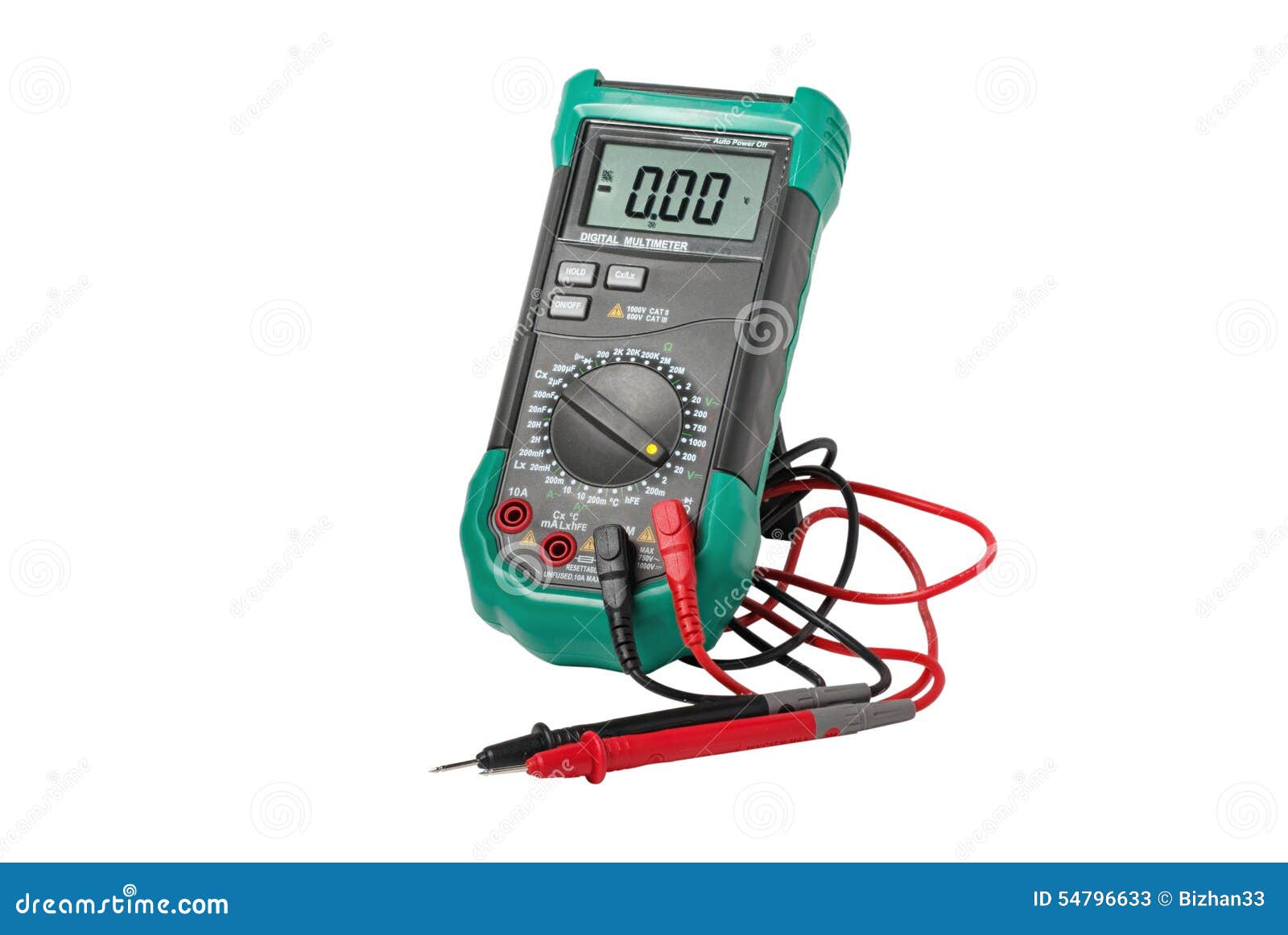 Isolated Digital Multimeter and Probes Stock Image - Image of conductor ...