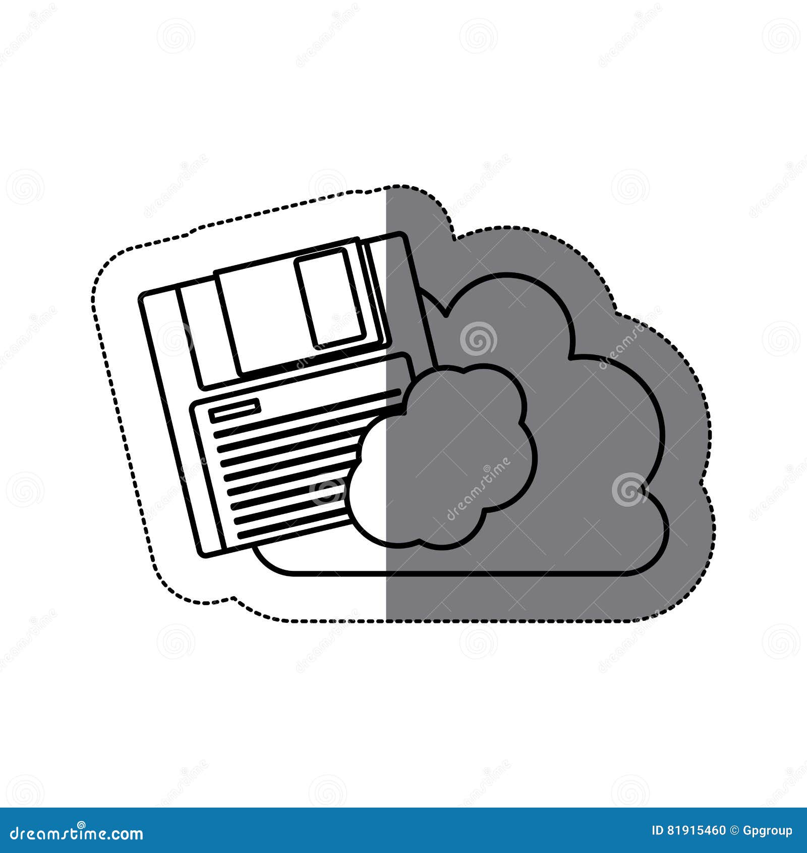 Isolated Diskette and Cloud Design Stock Illustration - Illustration of ...