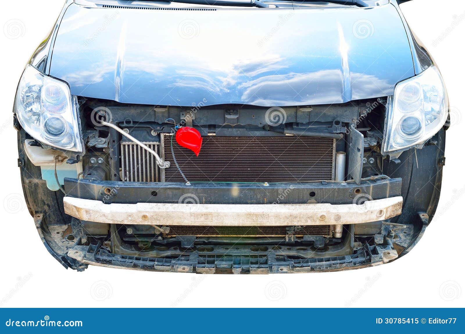 Isolated Dismantled Front Part of Damaged Car Stock Image - Image of ...