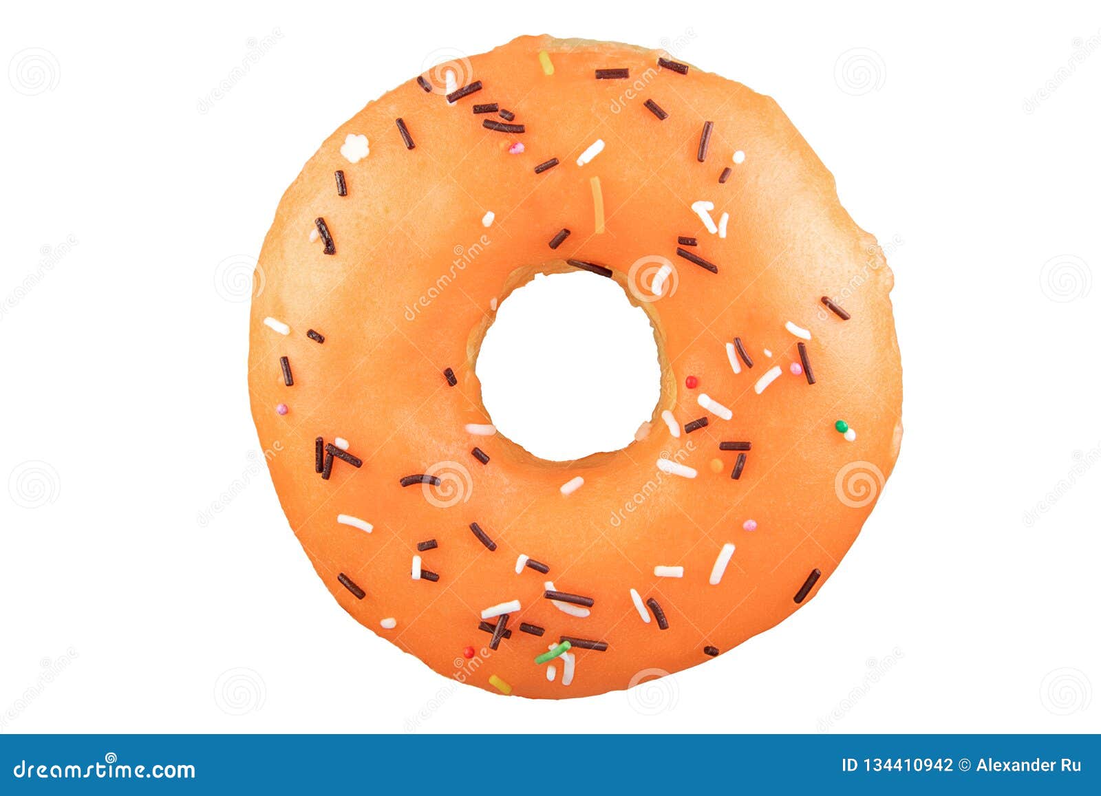 Isolated Donut with Orange Icing .. Shot on the Stack Stock Photo ...