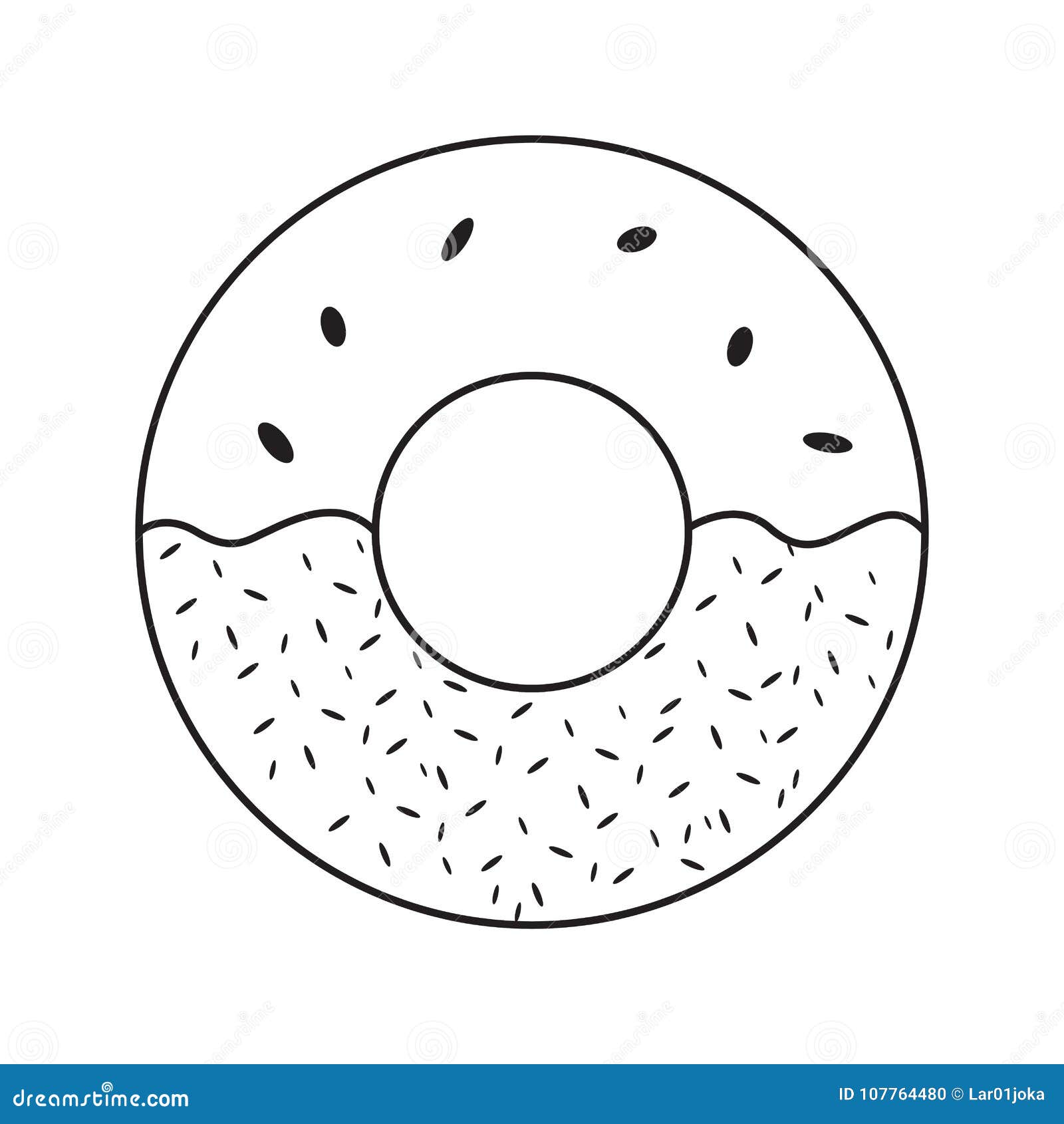 Isolated donut outline stock vector. Illustration of snack - 107764480