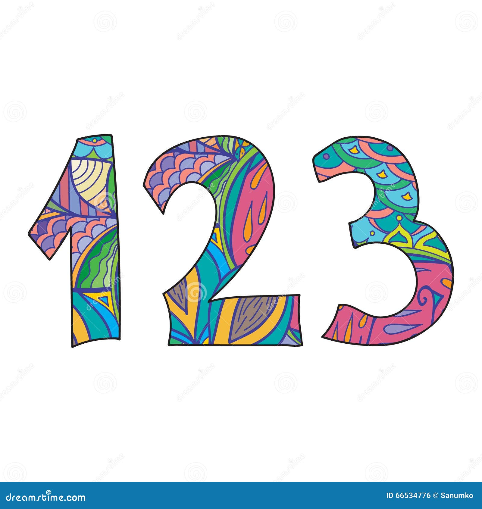 Isolated Doodle Numbers Set Stock Vector - Illustration of educational ...