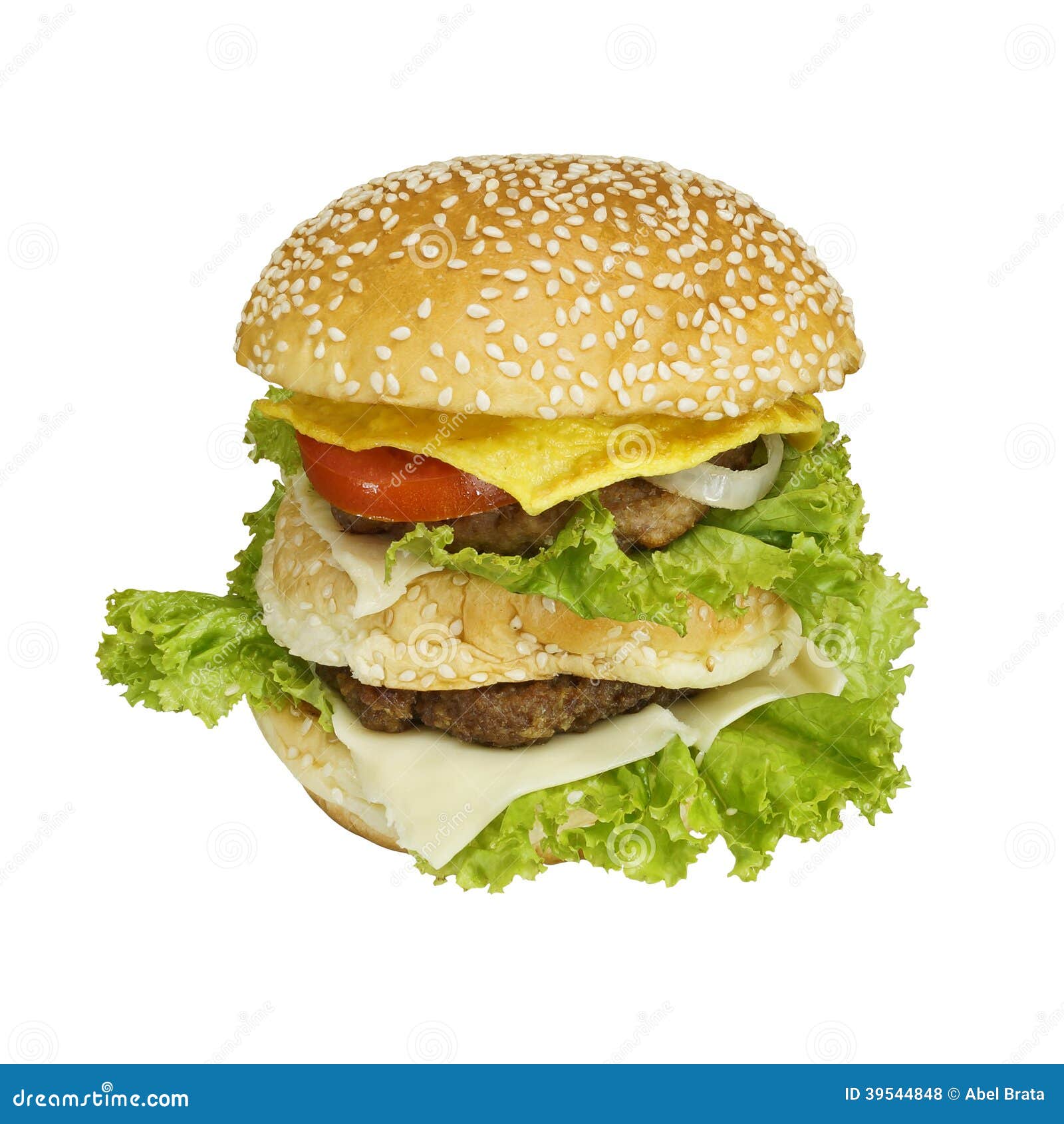Isolated Double Deck Burger Stock Photo - Image of cheese, patty: 39544848