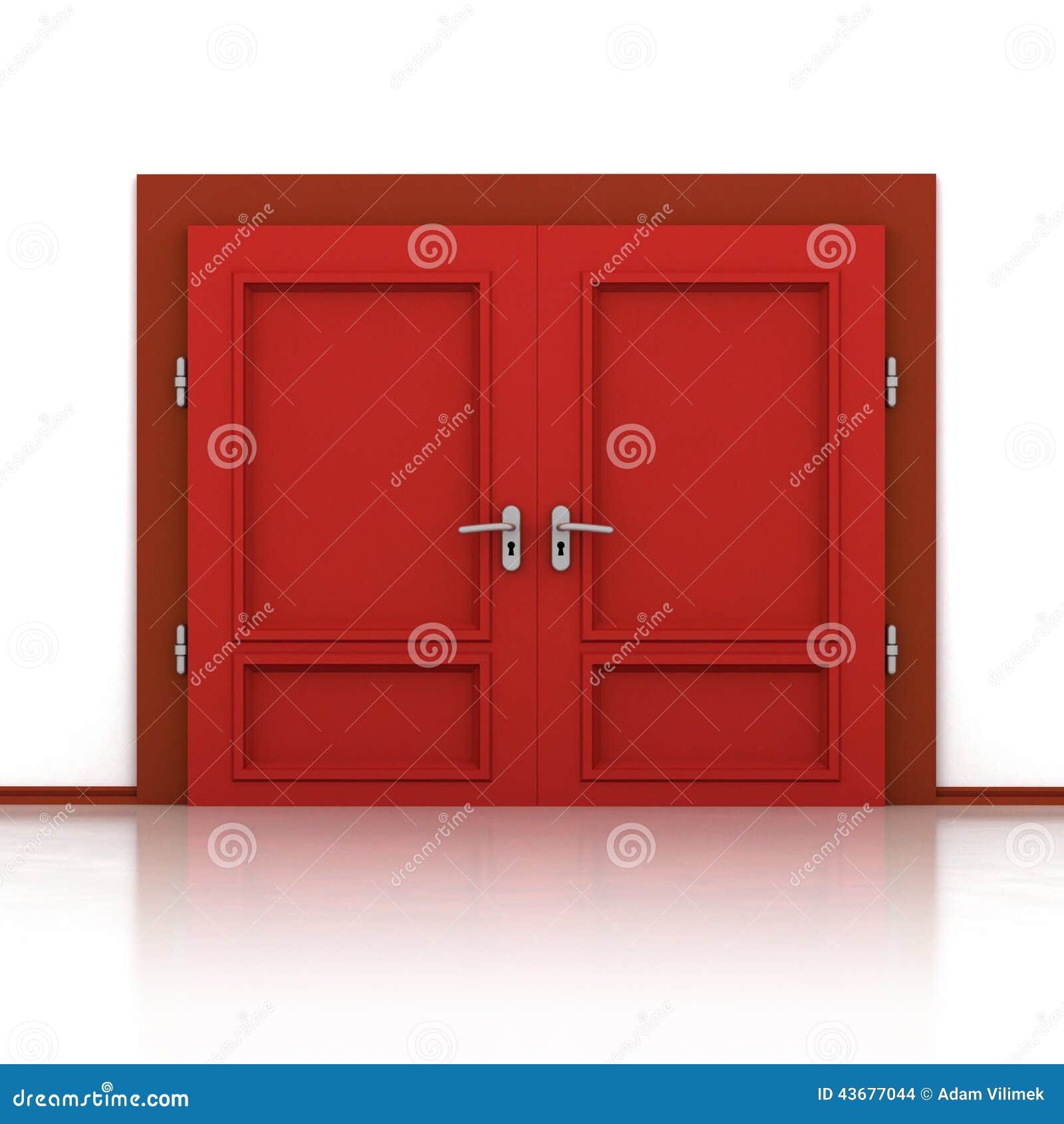 Isolated Double Red Closed Door Detail 3D Stock Illustration ...