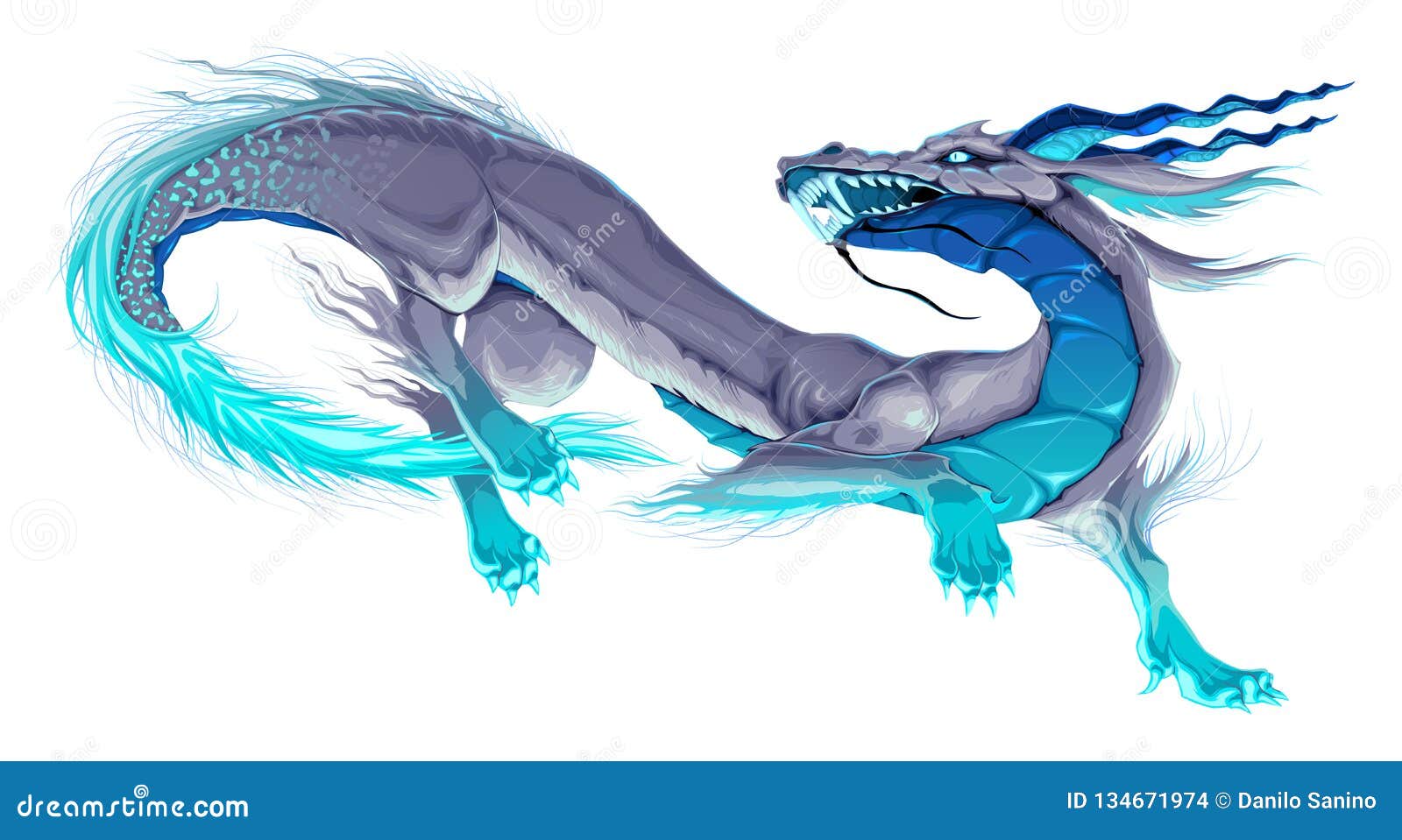 Isolated Dragon in a Dancing Pose Stock Vector - Illustration of ...