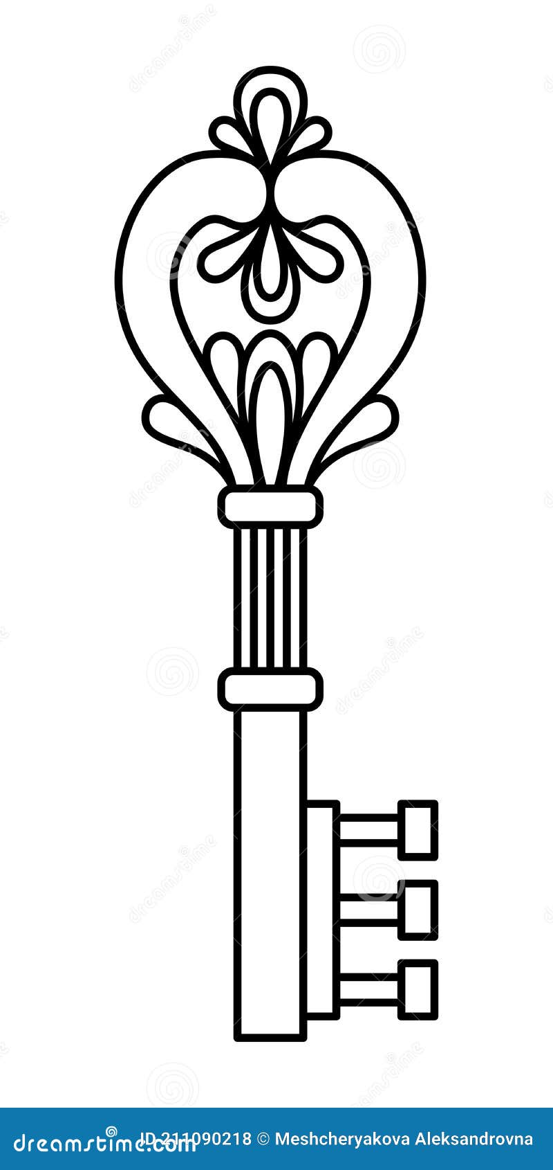ISOLATED DRAWING of an OLD KEY on a WHITE BACKGROUND Stock Vector ...