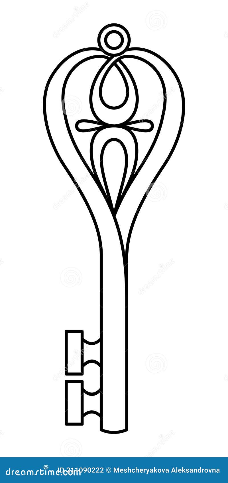 ISOLATED DRAWING of an OLD KEY on a WHITE BACKGROUND Stock Vector ...