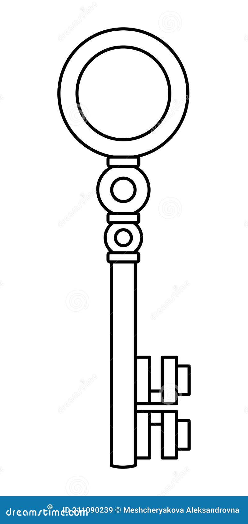 ISOLATED DRAWING of an OLD KEY on a WHITE BACKGROUND Stock Vector ...