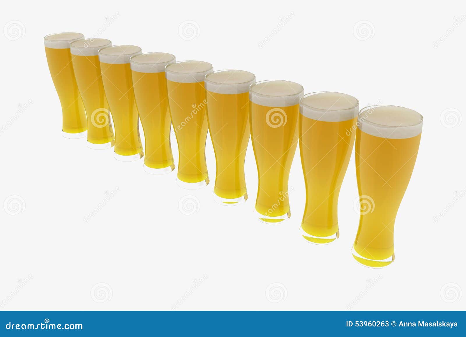 Isolated Eight Glasses of Beer. Stock Illustration - Illustration of ...