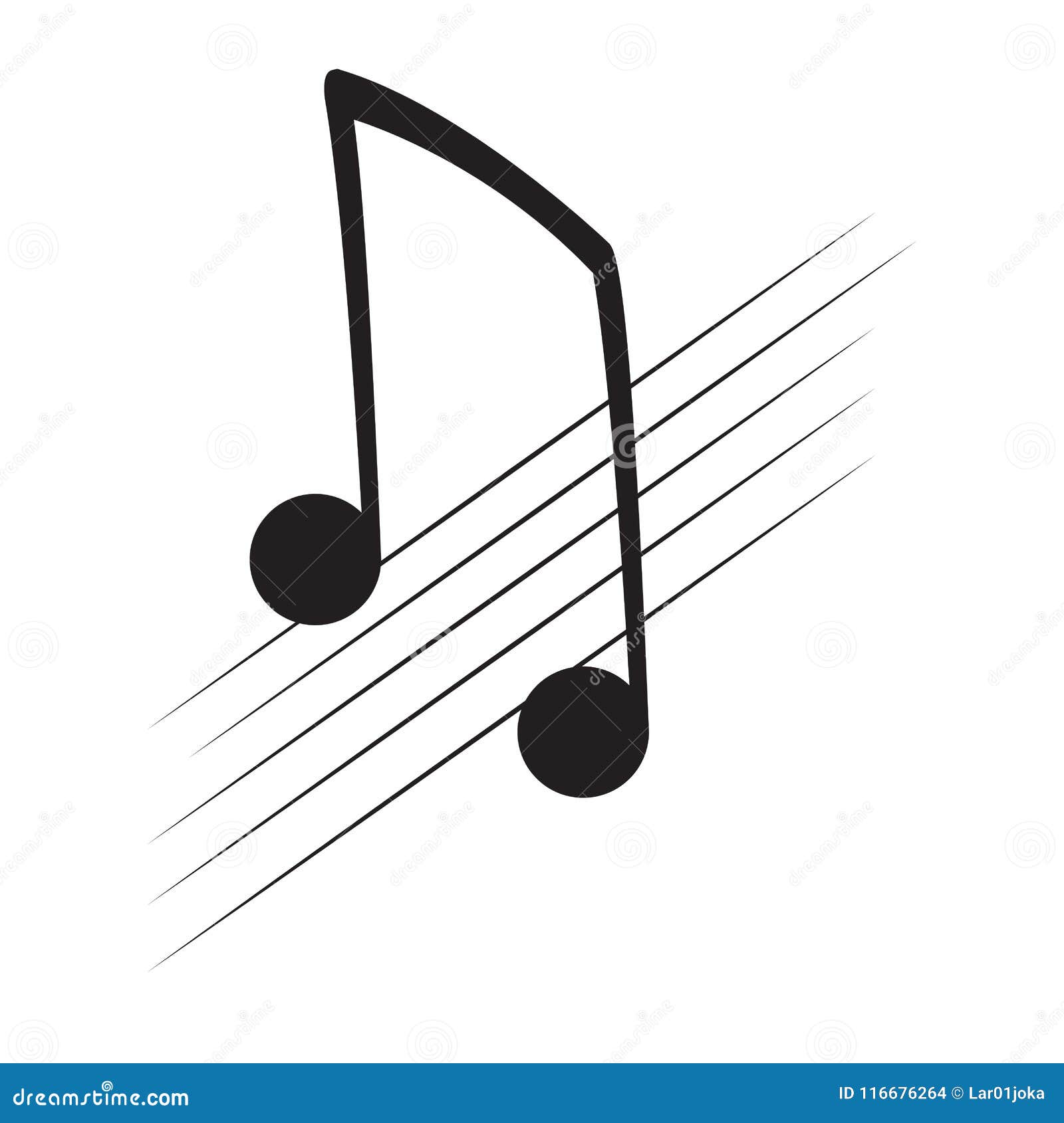 Isolated Eighth Note on a Pentagram Stock Vector - Illustration of ...