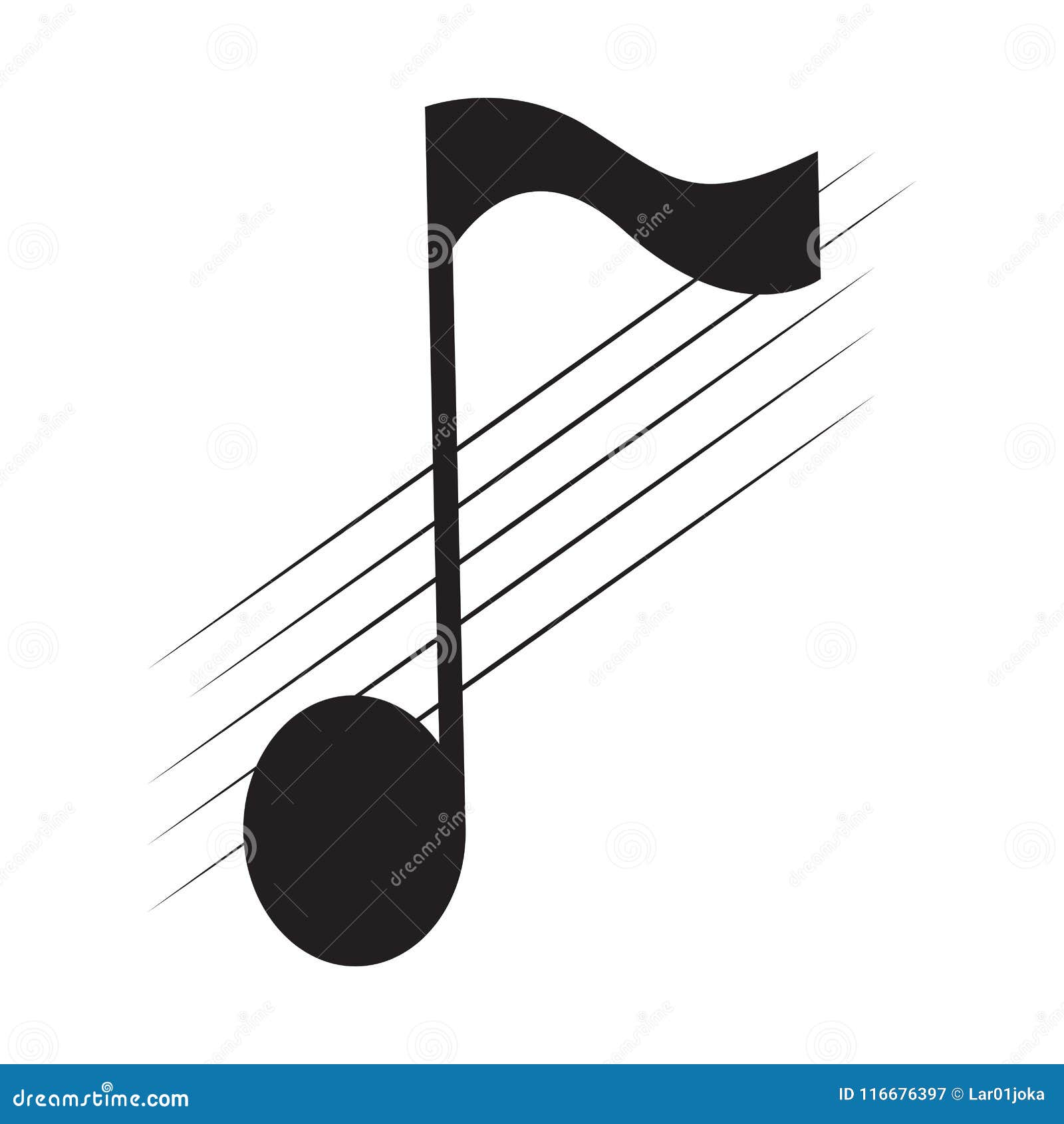 Isolated Eighth Note on a Pentagram Stock Vector - Illustration of ...