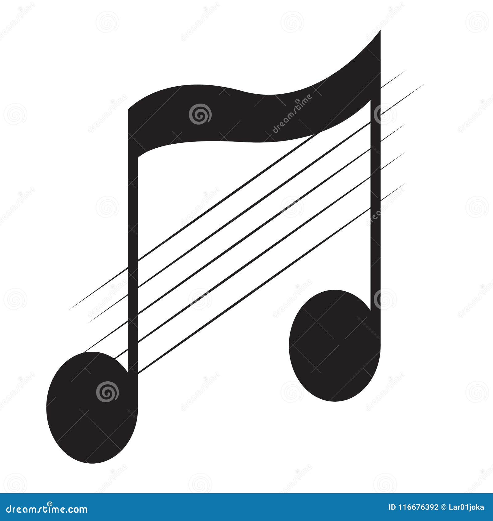 Isolated Eighth Note on a Pentagram Stock Vector - Illustration of icon ...