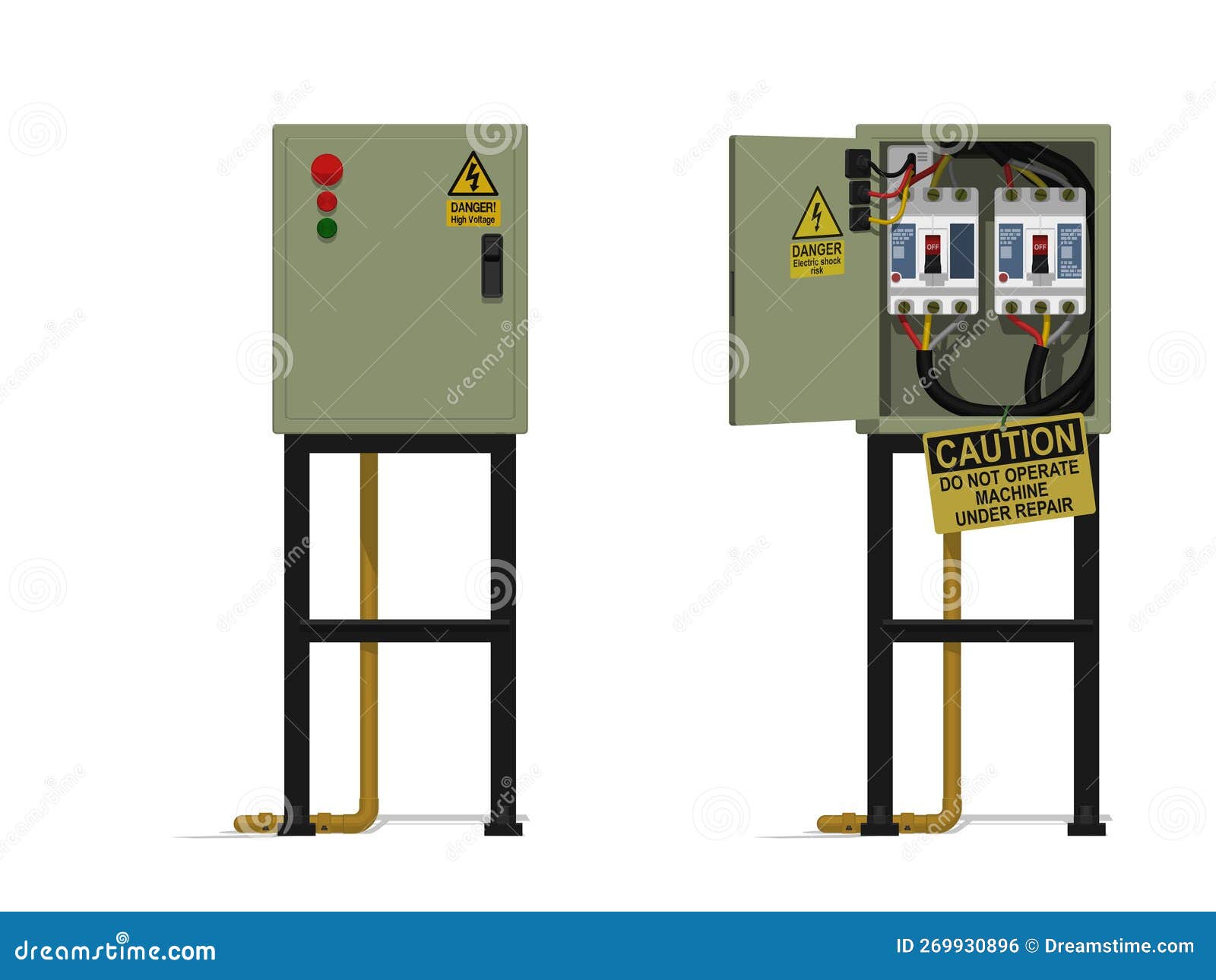 Electrical Cabinet Showing Fuses And Switches Cartoon Vector ...