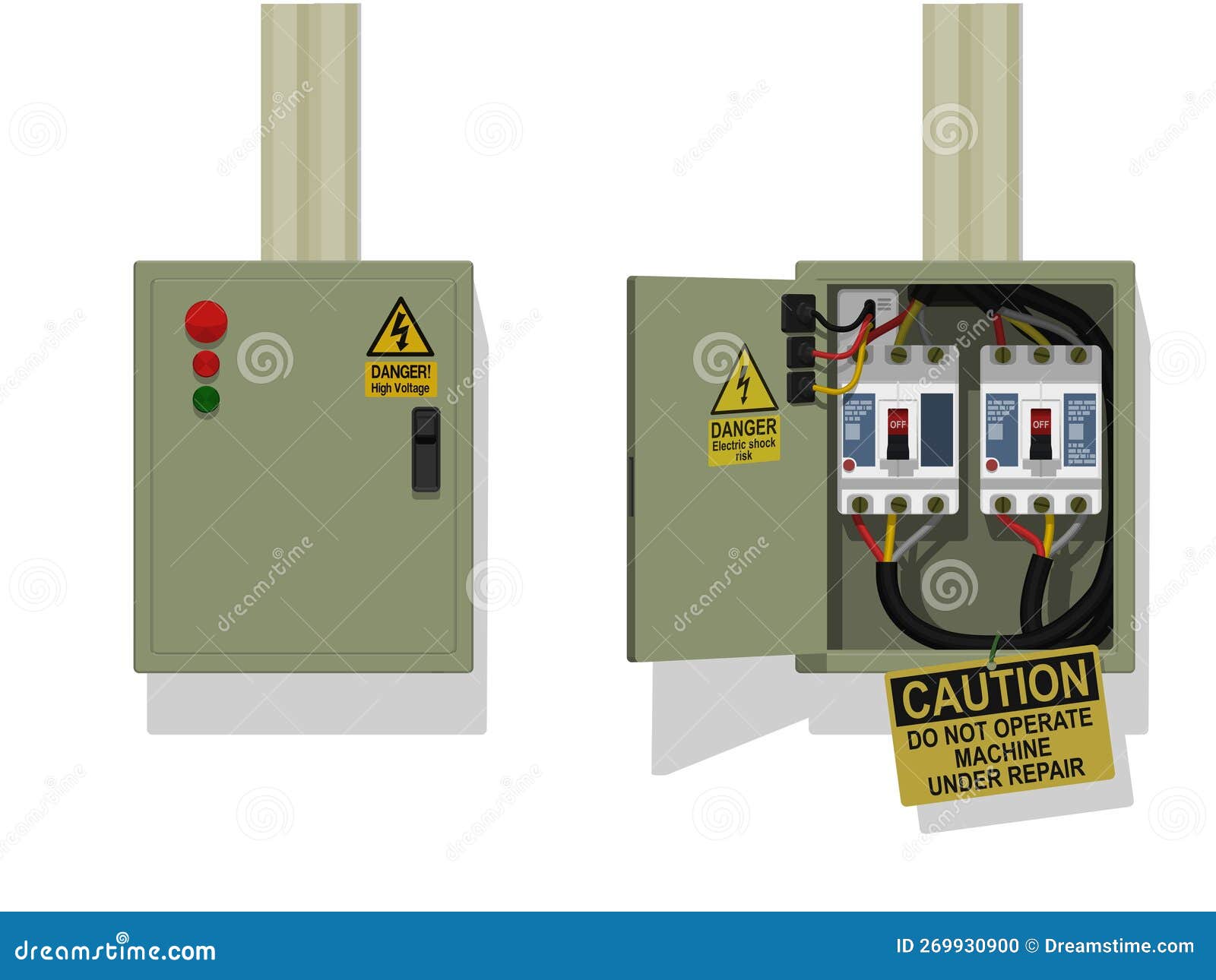 Electrical Cabinet Showing Fuses And Switches Cartoon Vector ...