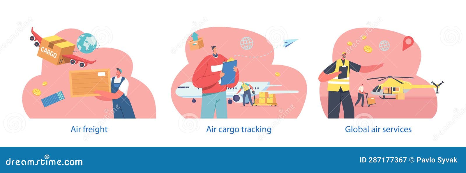 Isolated Elements with Characters Perform Air Cargo Delivery ...