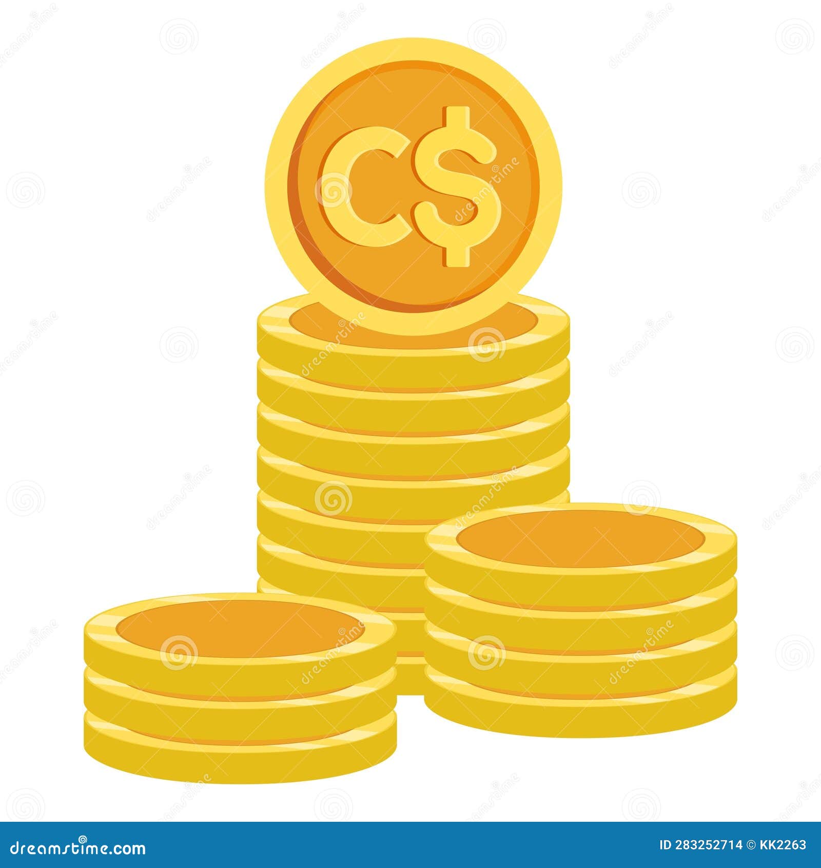 Isolated Empty Golden CAD Coin Stack Stock Vector - Illustration of ...