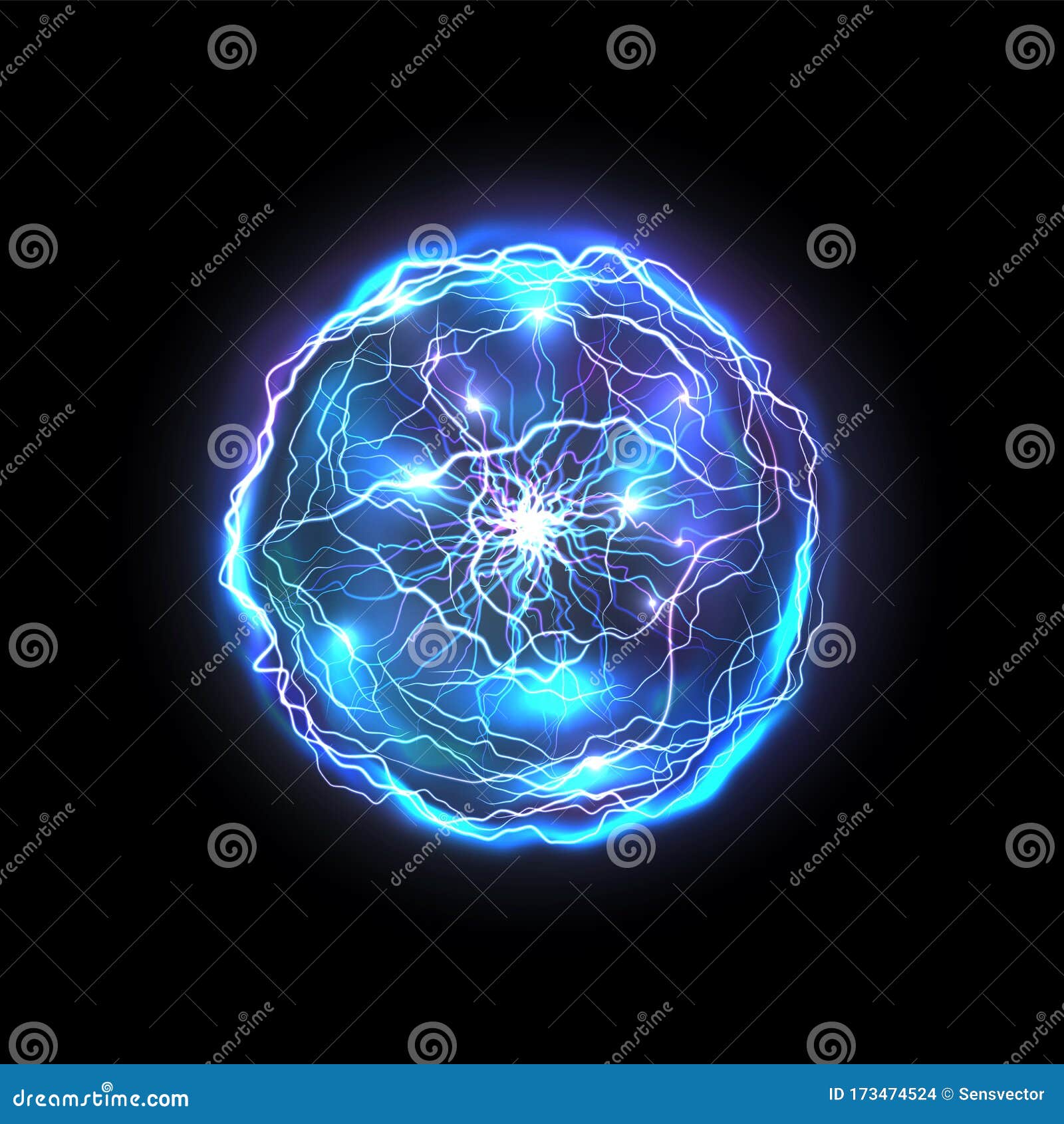 Isolated Energy Ball, Sphere Made of Lightning Stock Vector ...