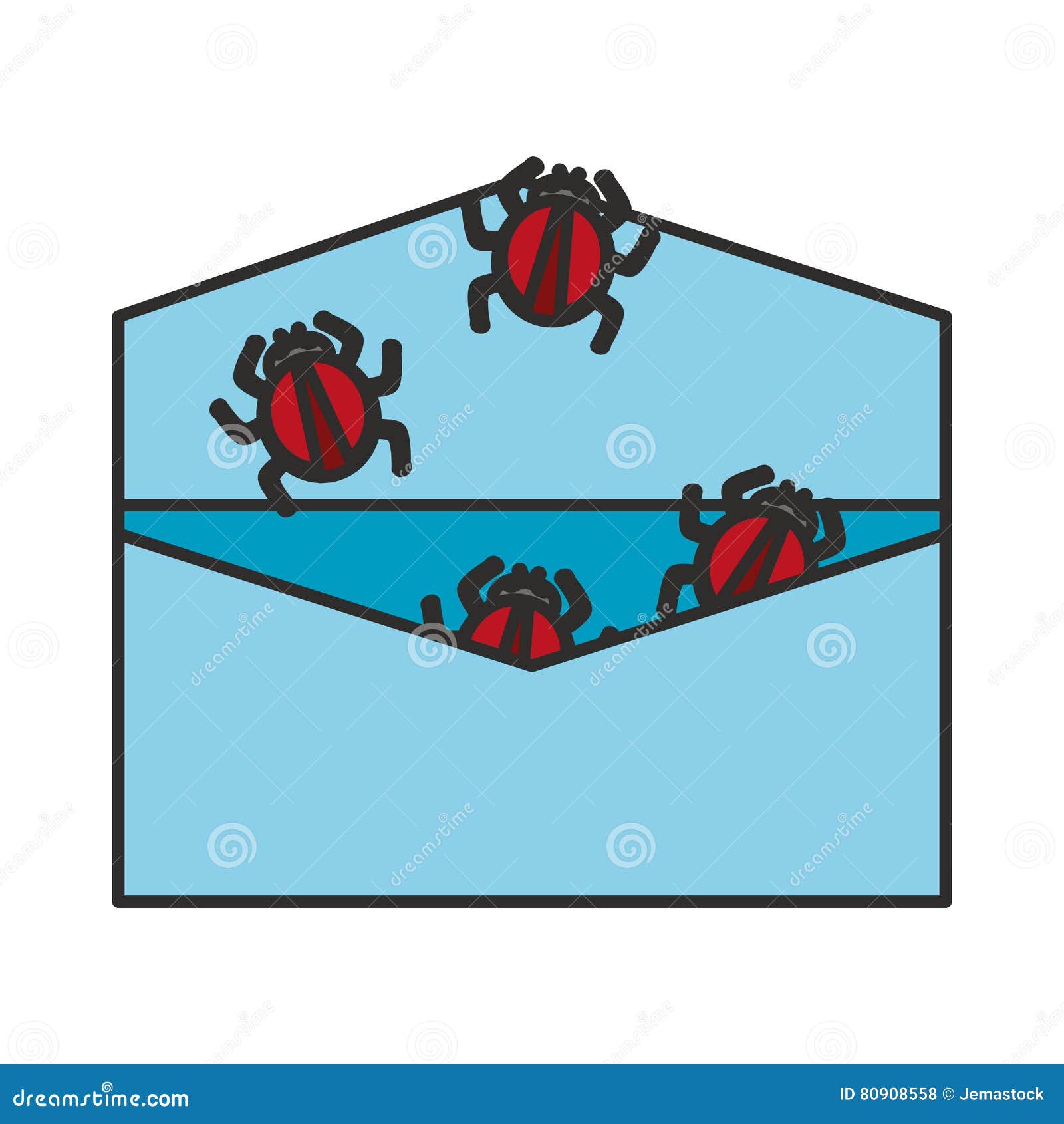 Isolated Envelope and Bug Design Stock Vector - Illustration of ...