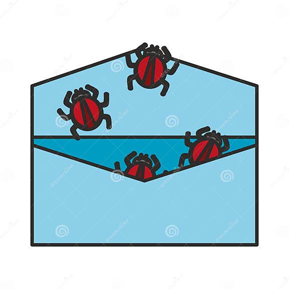 Isolated Envelope and Bug Design Stock Vector - Illustration of ...