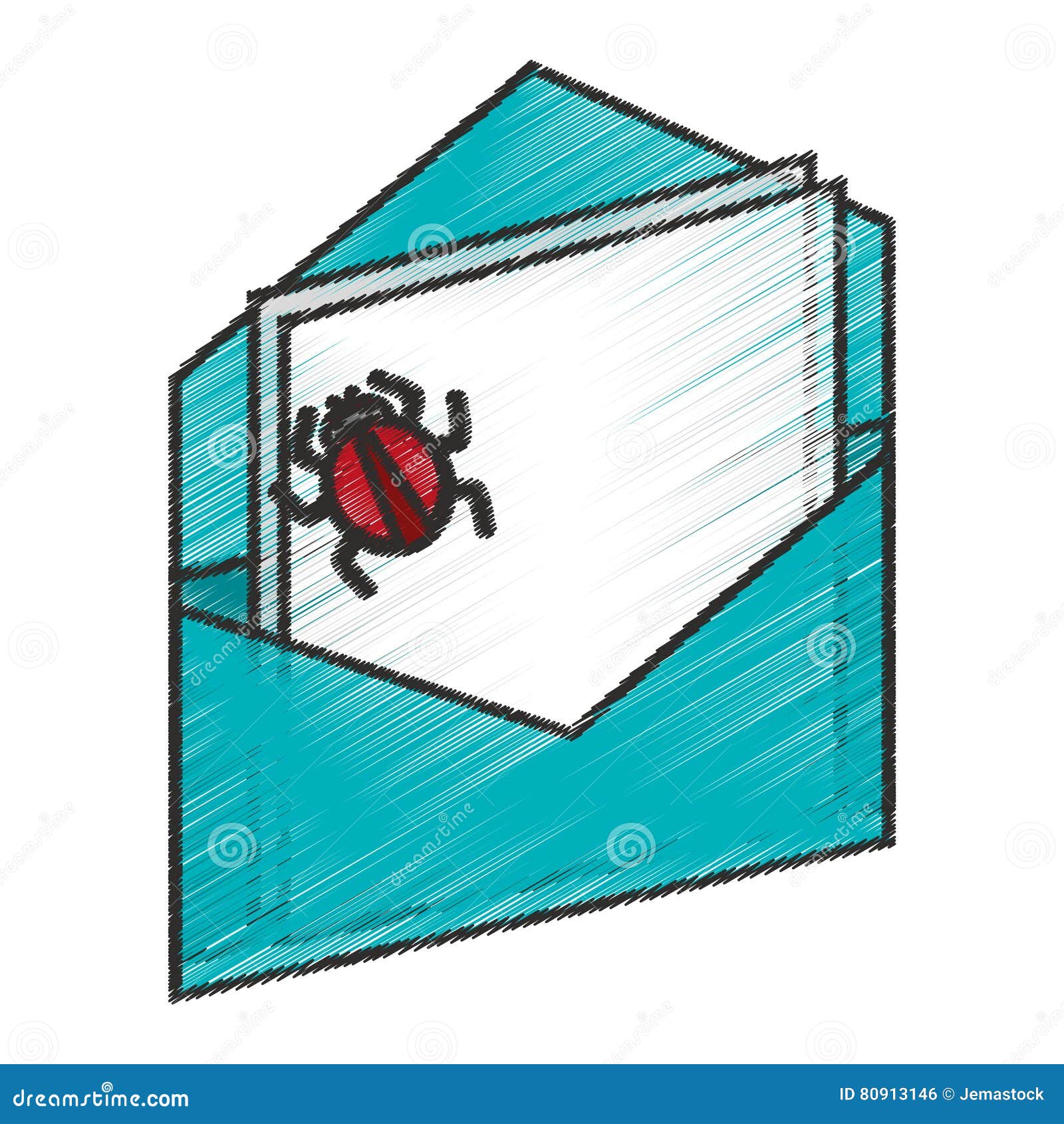 Isolated Envelope and Bug Design Stock Vector - Illustration of hazard ...