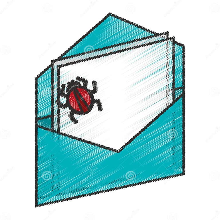Isolated Envelope and Bug Design Stock Vector - Illustration of hazard ...