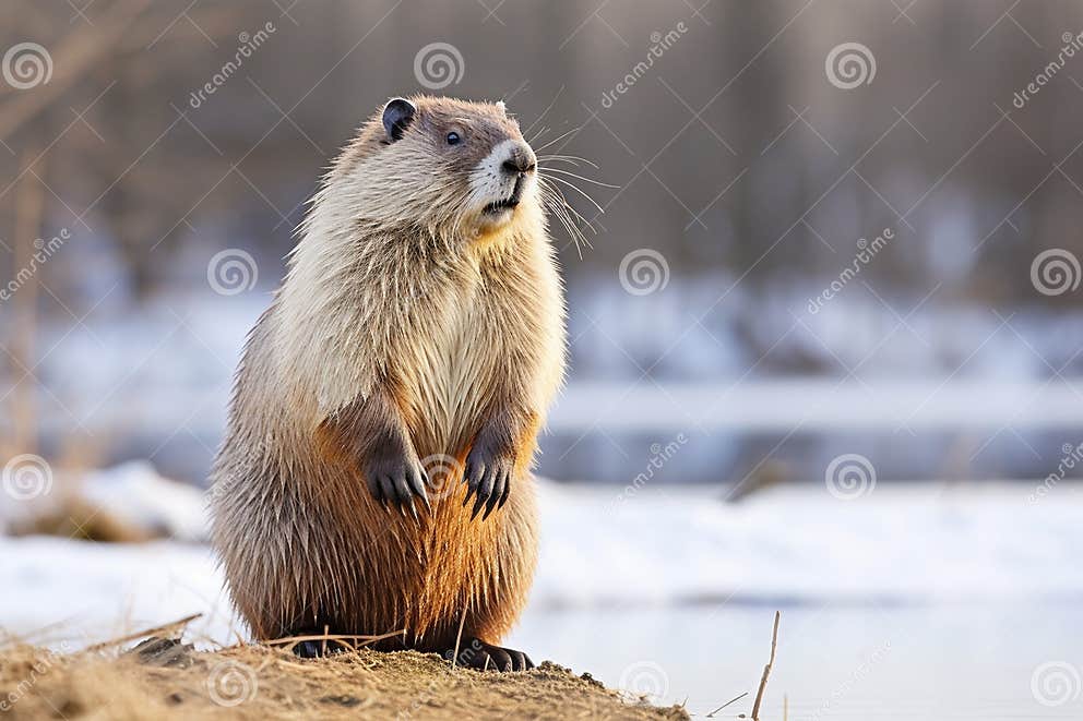 The Isolated Eurasian Beaver on White. Generative by Ai Stock Photo ...